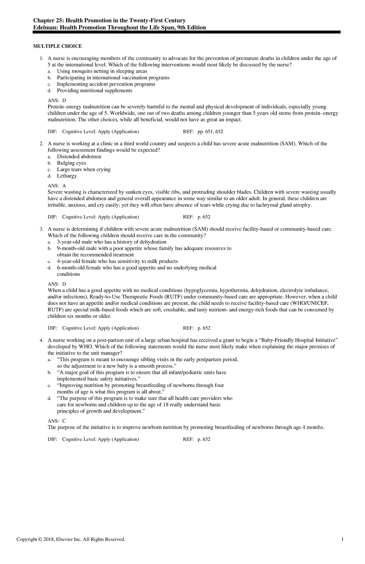 Exam View - Chapter 23 - Chapter 23: Middle-Age Adult Edelman: Health Promotion Throughout the ...