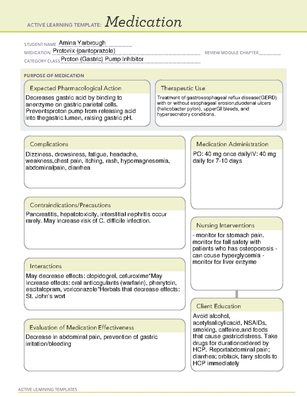 ACTIVE LEARNING TEMPLATE: Lovenox (Enoxaparin) Review Module - Studocu