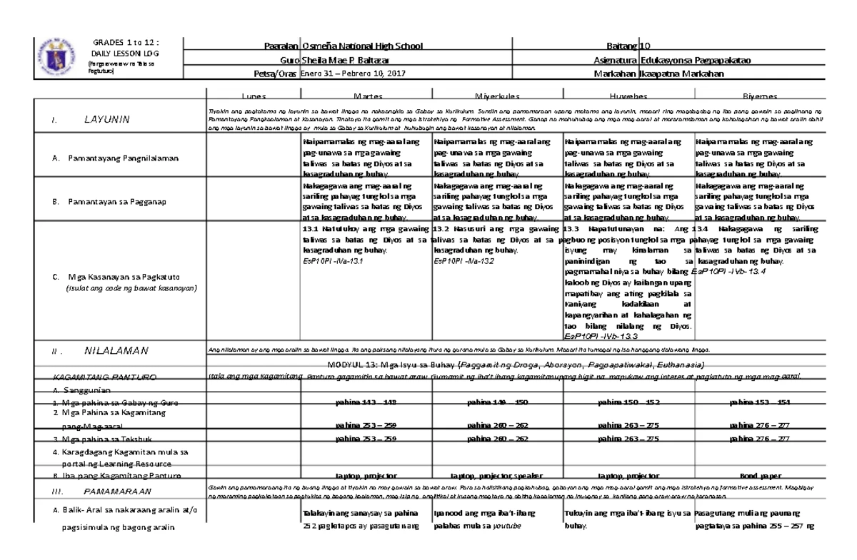 DAYS OF THE WEEK MATH 1 - A DETAILED LESSON PLAN IN MATHEMATICS GRADE 1 ...