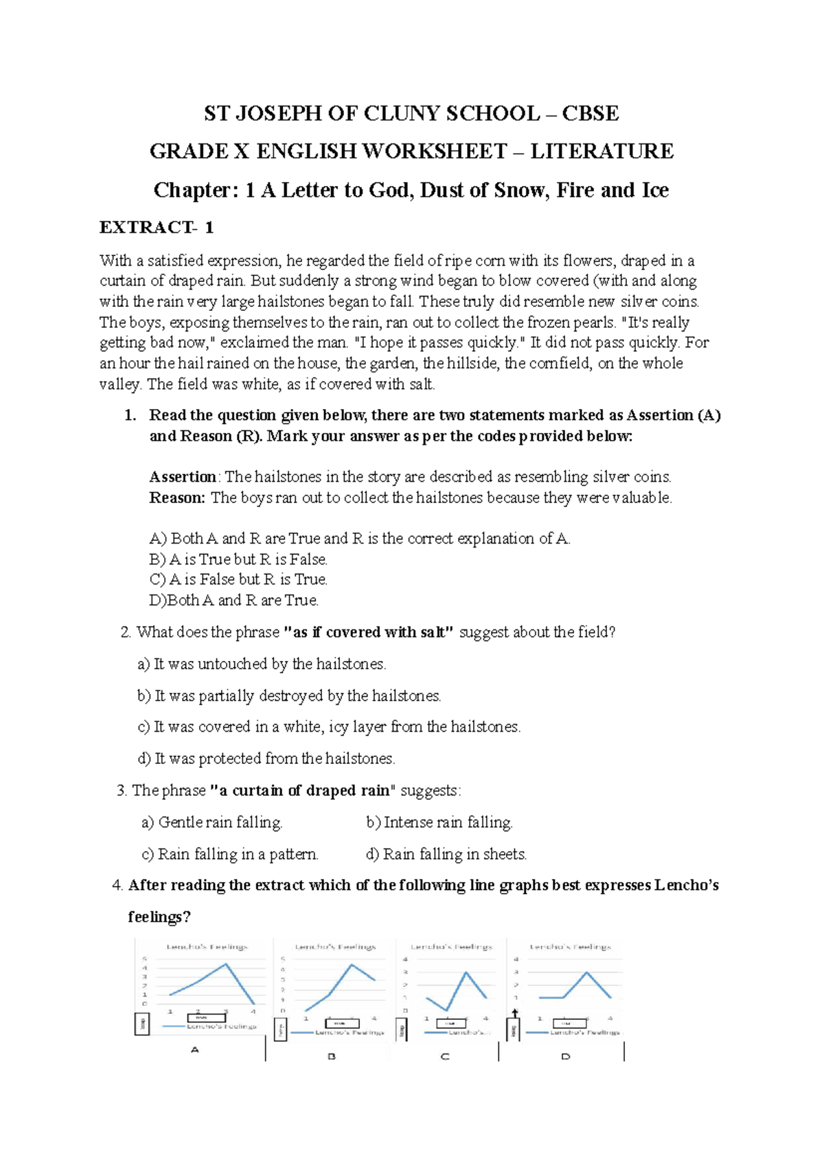 Grade 10 English Literature Worksheet: A Letter to God & More - Studocu