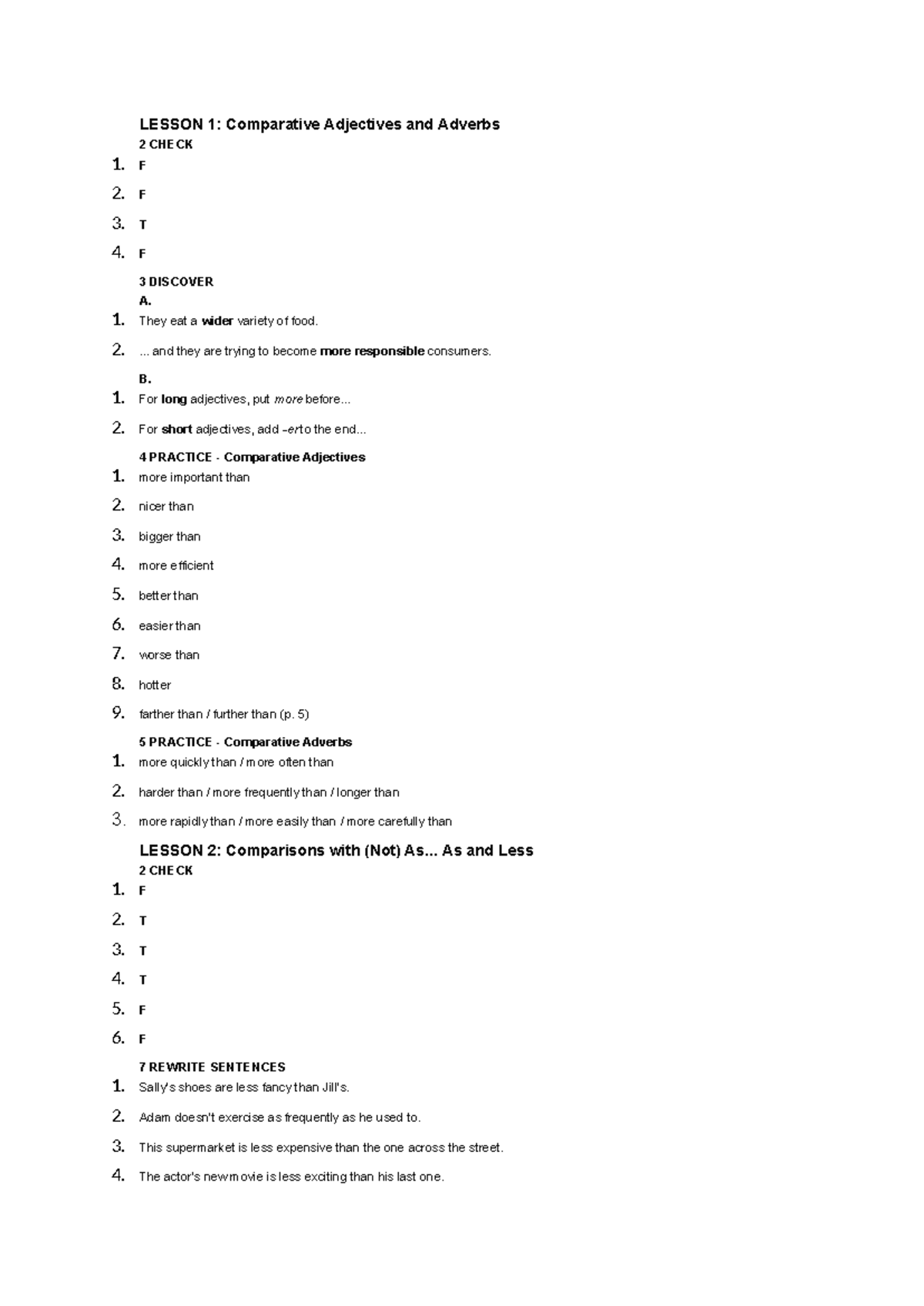 2C - Lesson on Comparative and Superlative Adjectives and Adverbs - Studocu