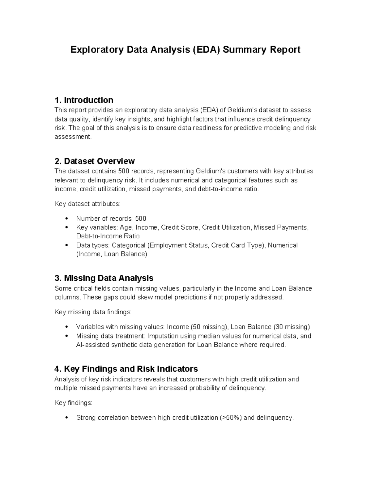 EDA Summary Report on Credit Delinquency Risk Analysis - Studocu