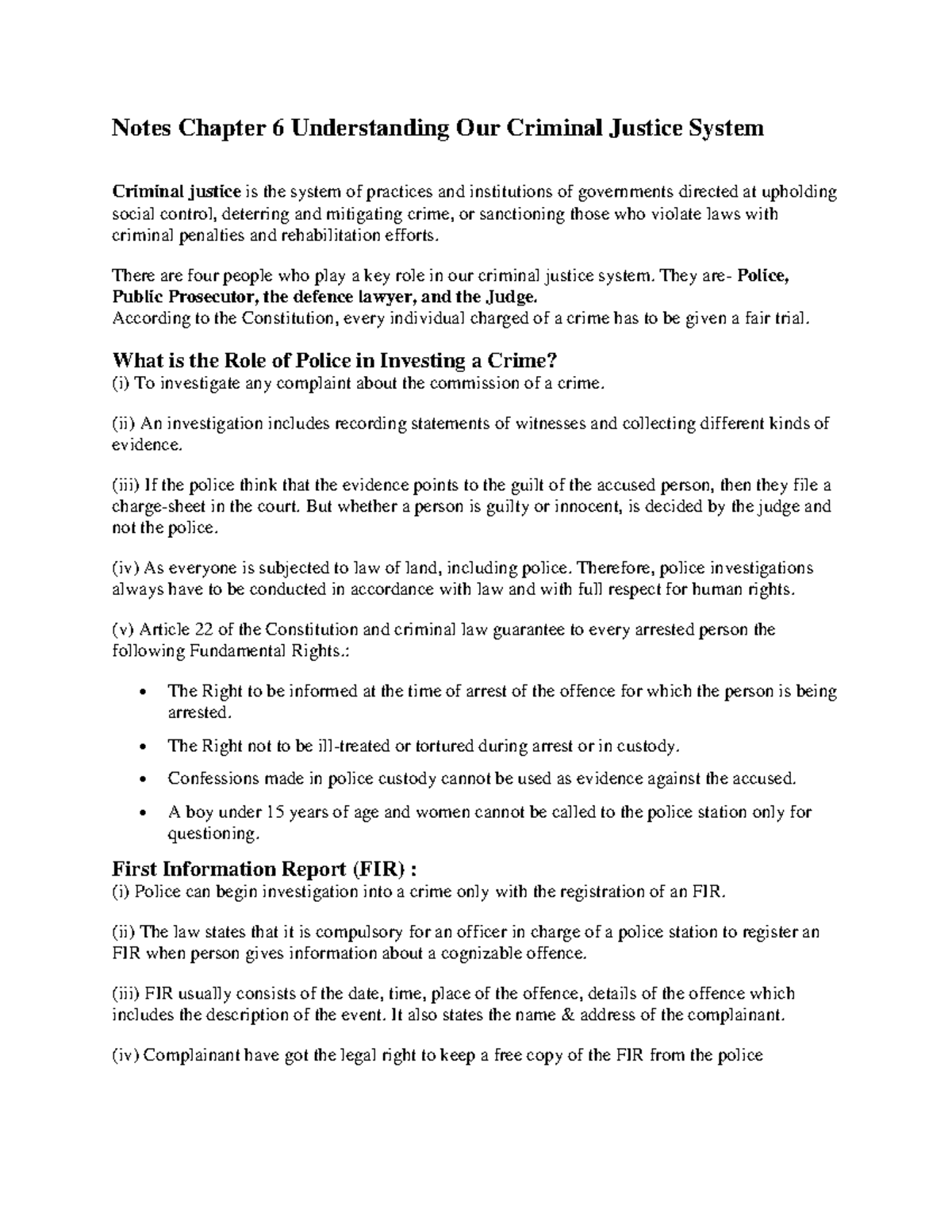 SST VIII Chapter 6 Notes: Understanding Our Criminal Justice System ...