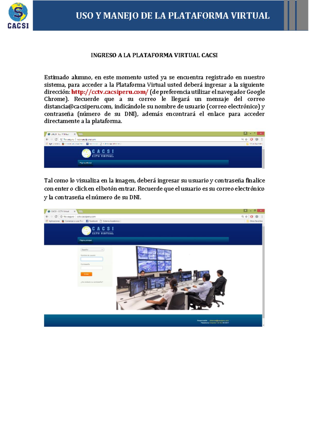 2 - manual de plataforma virtual de cacsi peru - INGRESO A LA ...