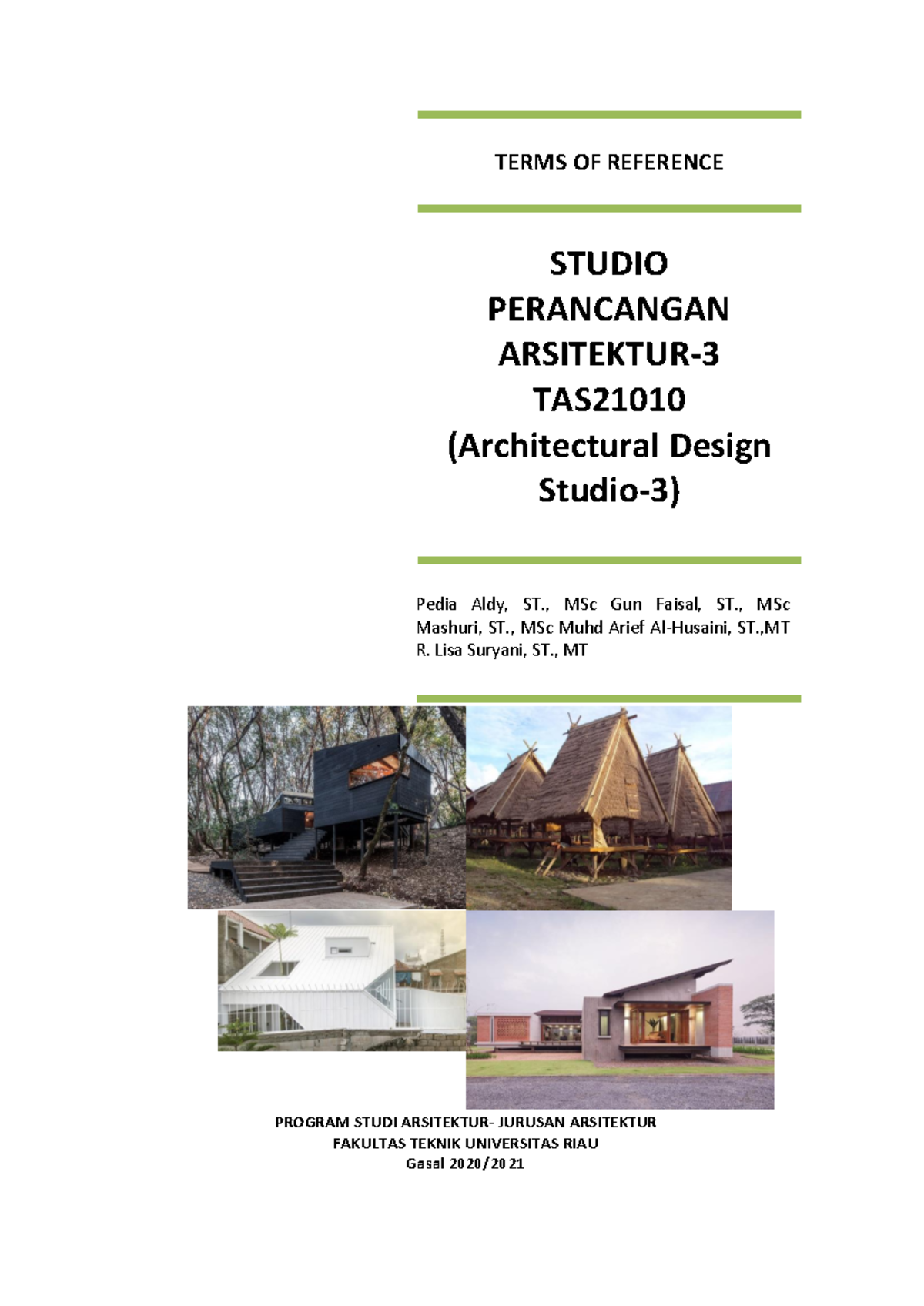 TOR Studio Perancangan Arsitektur 3 - Gasal 2020/2021 - Studocu