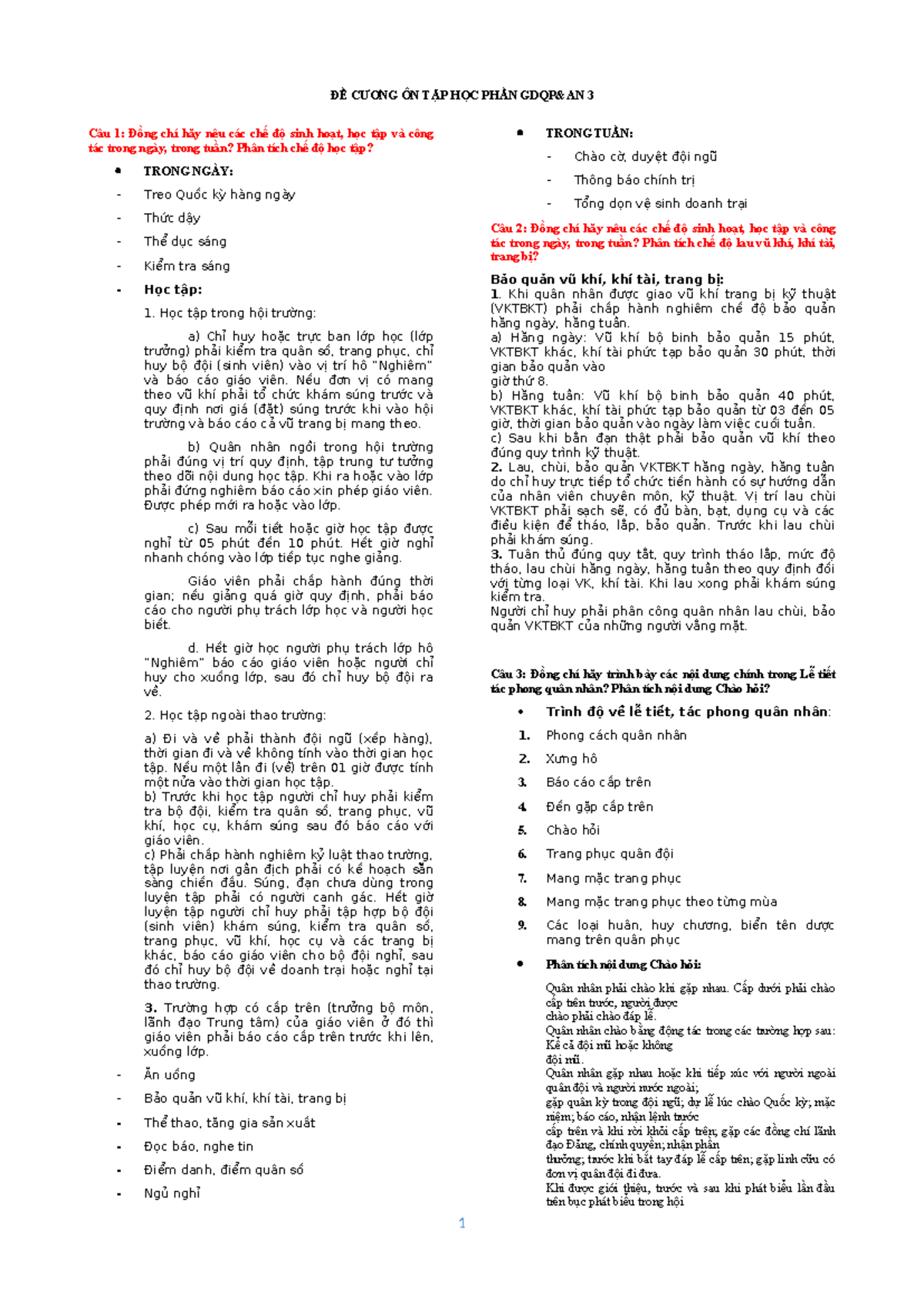 Đề cương ôn tập GDQP&AN 3 cho sinh viên - HP3 DHKT - Studocu