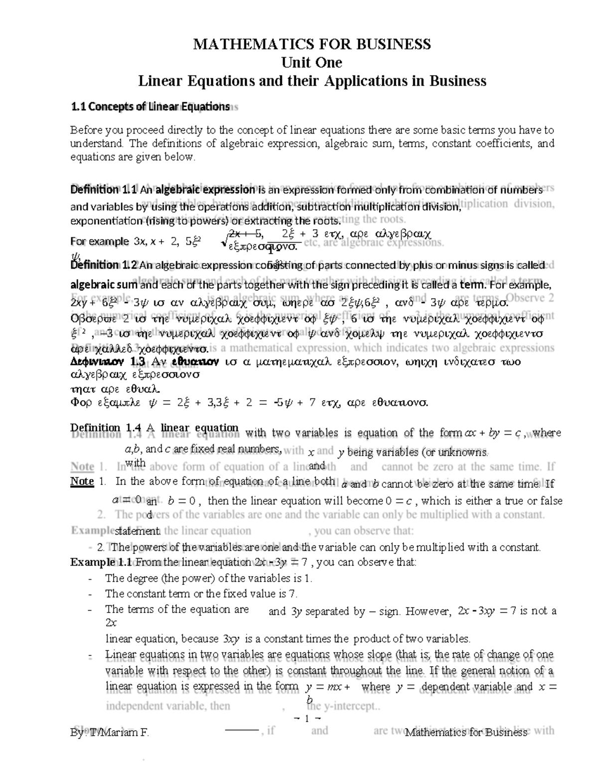 Chapter 1 & 2: Business Mathematics Overview and Applications - Studocu