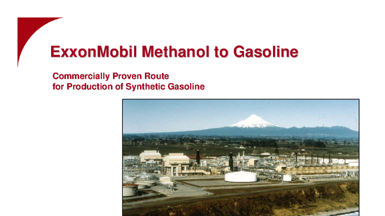 ExxonMobil MTG: Proven Methanol to Gasoline Production Process - Studocu