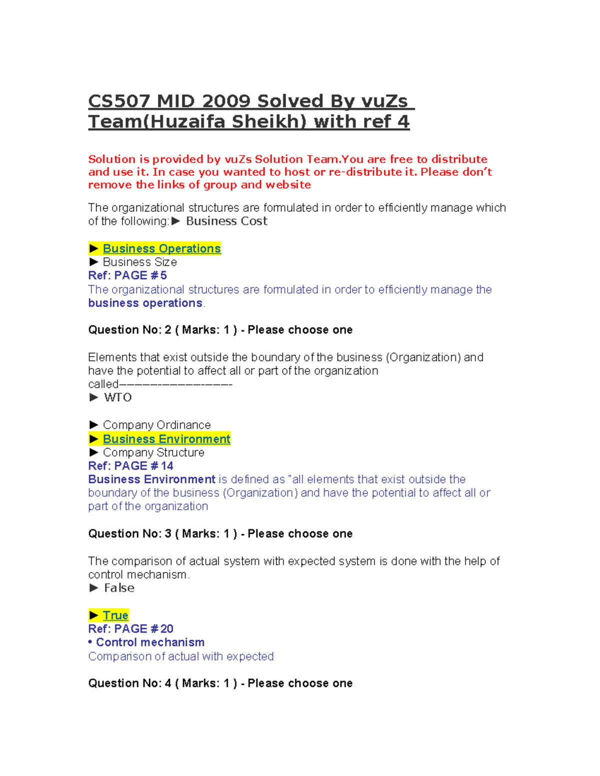 CS507 Midterm Exam Solutions 2009 by vuZs Team - Studocu