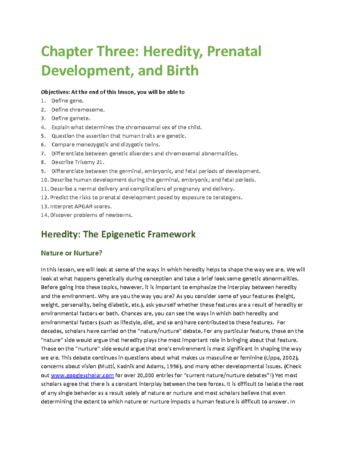 Chapter 3: Heredity, Prenatal Development, and Birth (PSY 101) - Studocu