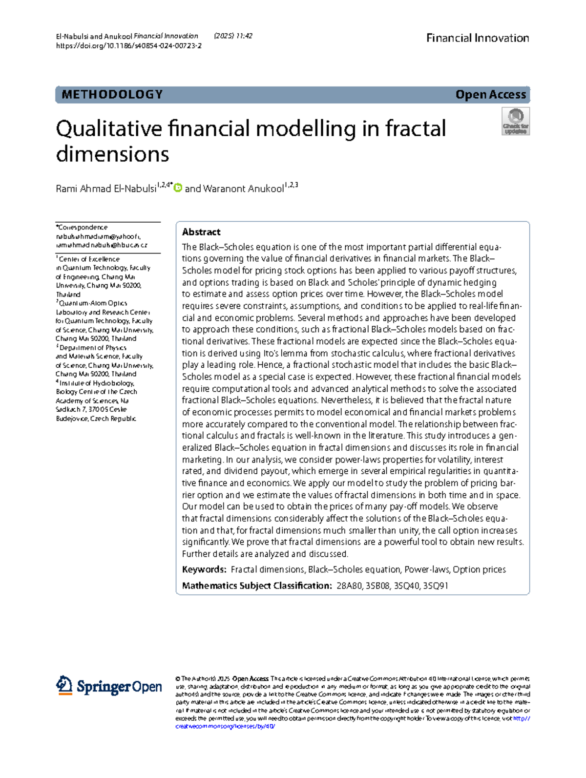 Qualitative Financial Modelling in Fractal Dimensions (FIN 2025) - Studocu