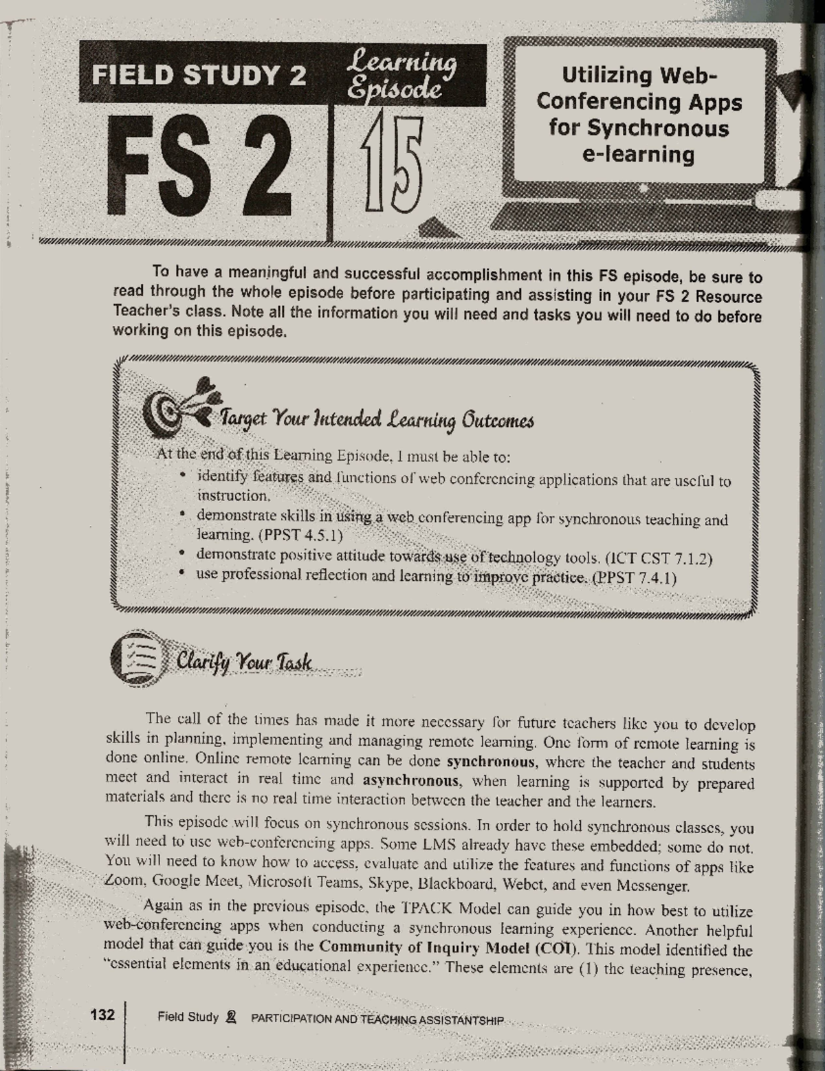 FIELD STUDY 2 - EPISODE 15 - FIELD STUDY 2 Learning Episode Utilizing Conferencing Apps FS2 15 ...