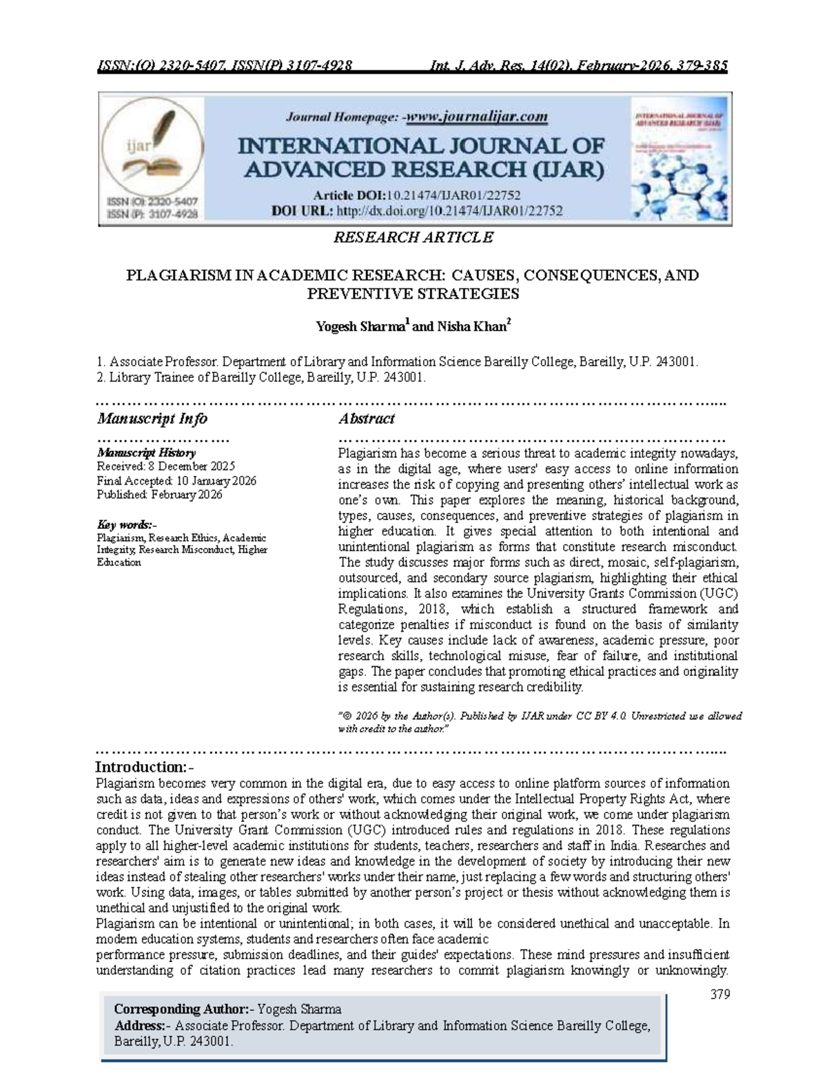 Plagiarism in Academic Research: Causes, Consequences & Strategies ...