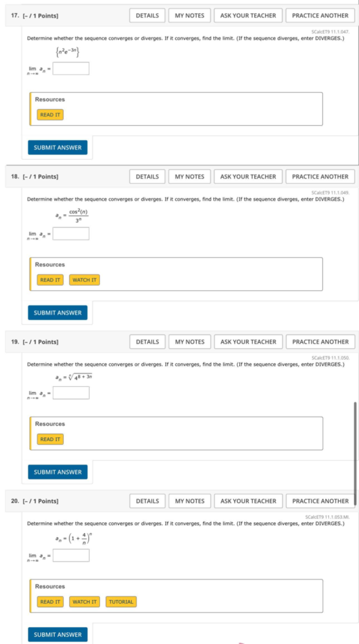 Calculus 2 Practice Questions: Convergence & Divergence (SCalcET9 ...