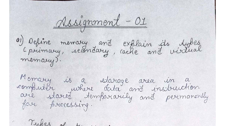 FCA 101 - Assignment 01: Understanding Memory Types and Computer ...