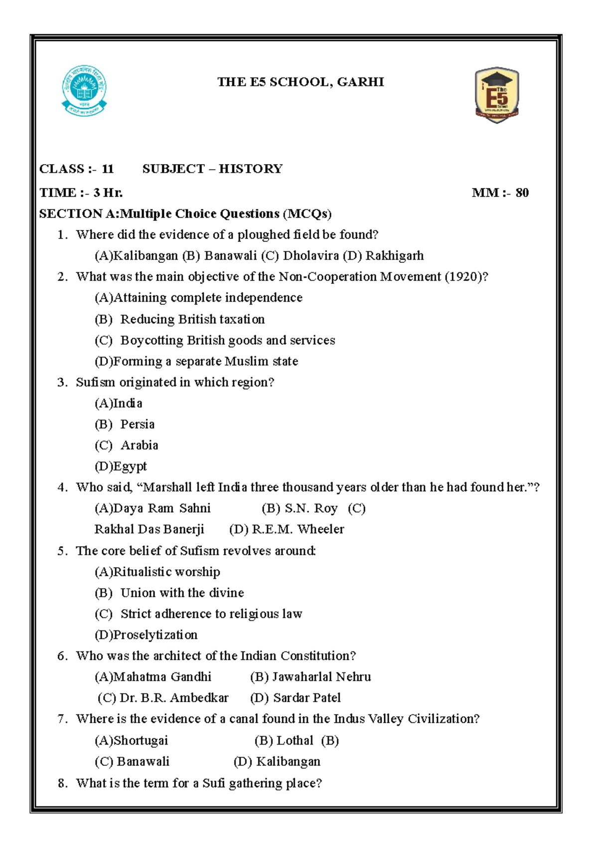 Class 11 History - Practice MCQs & Long Answer Questions for ...