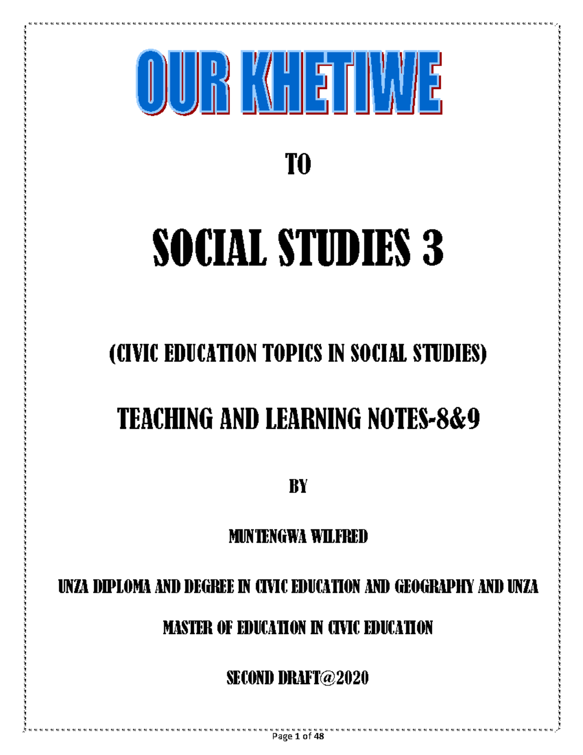 Social Studies 3: Civic Education Notes for 8th and 9th Grade - Studocu