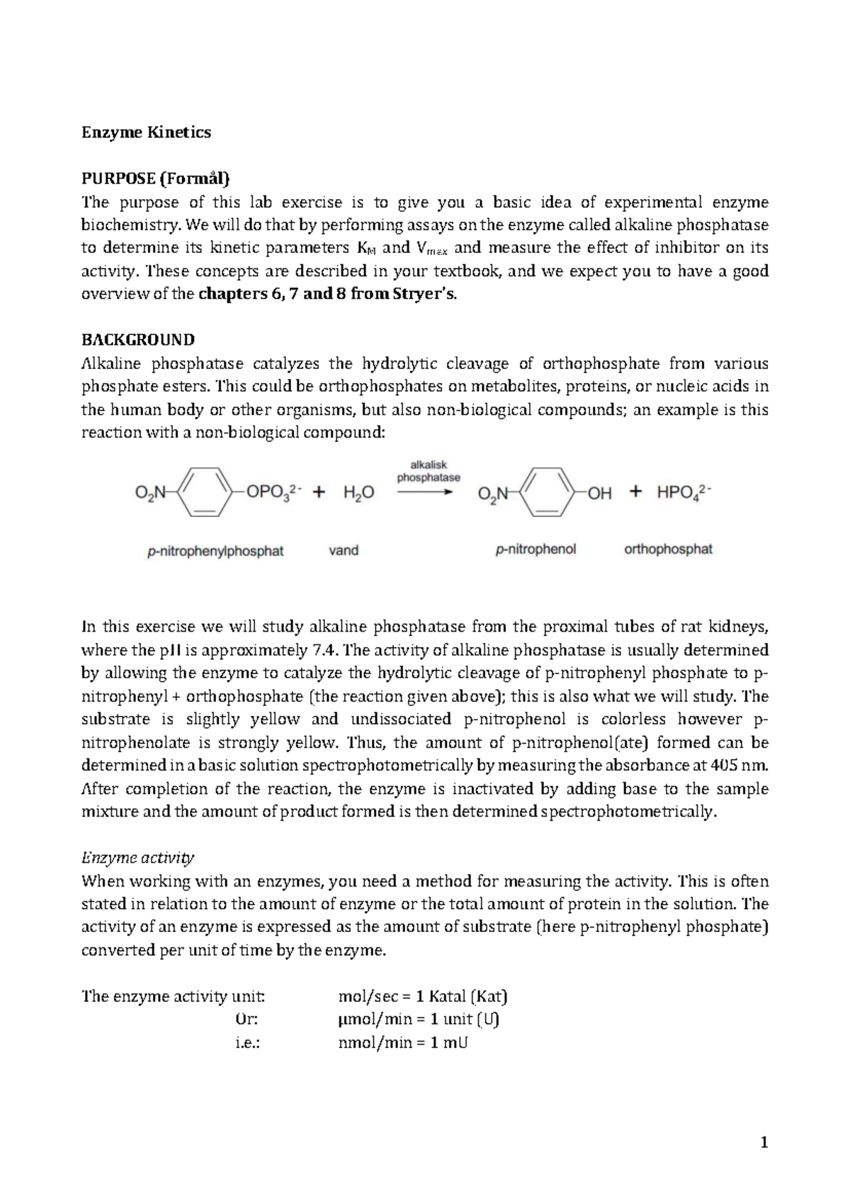 Enzyme Kinetics Lab Exercise: Alkaline Phosphatase Assays (CMB21) - Studocu