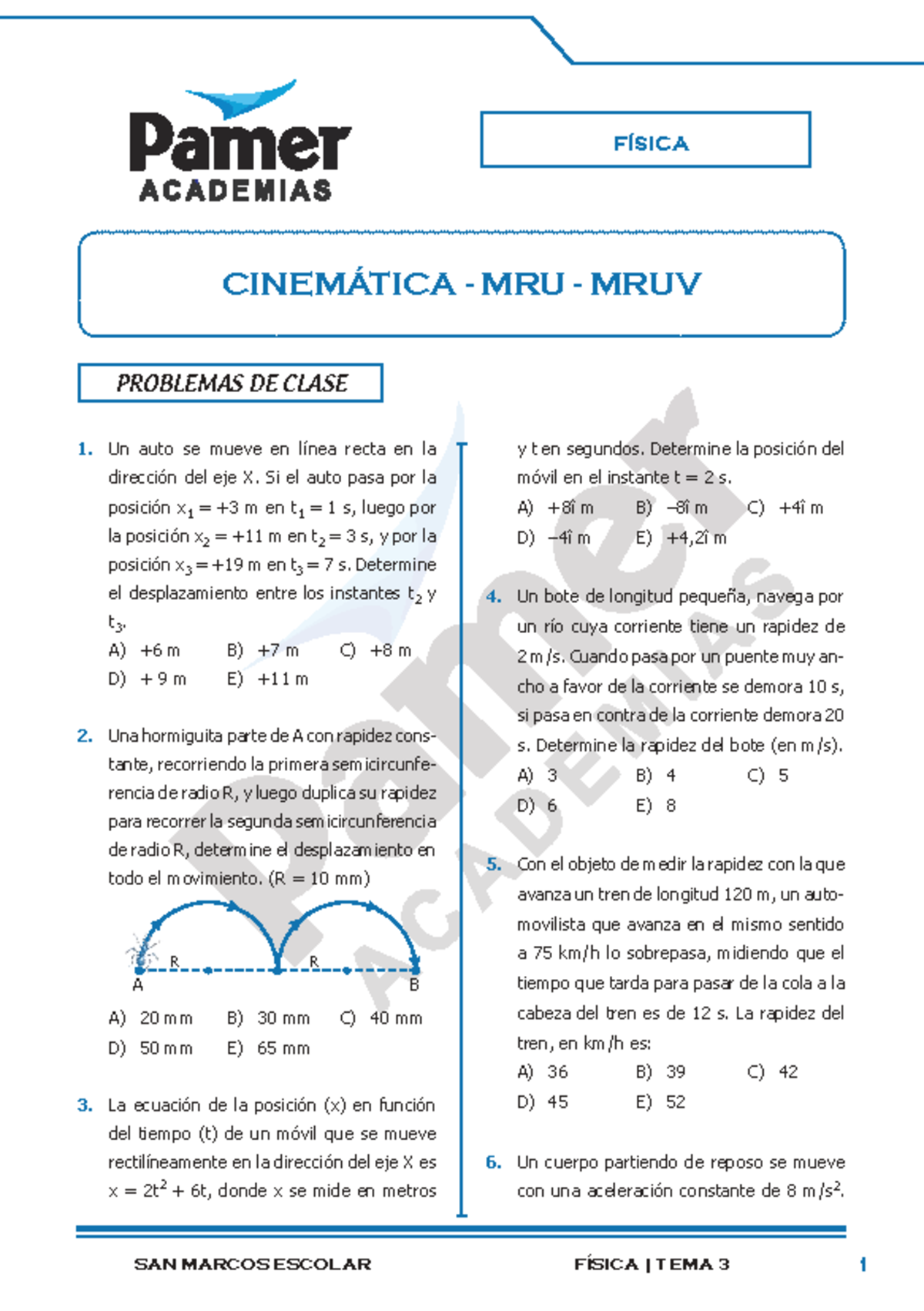 FÍSICA SEM 3 - PROBLEMAS DE CINEMÁTICA MRU y MRUV - Studocu