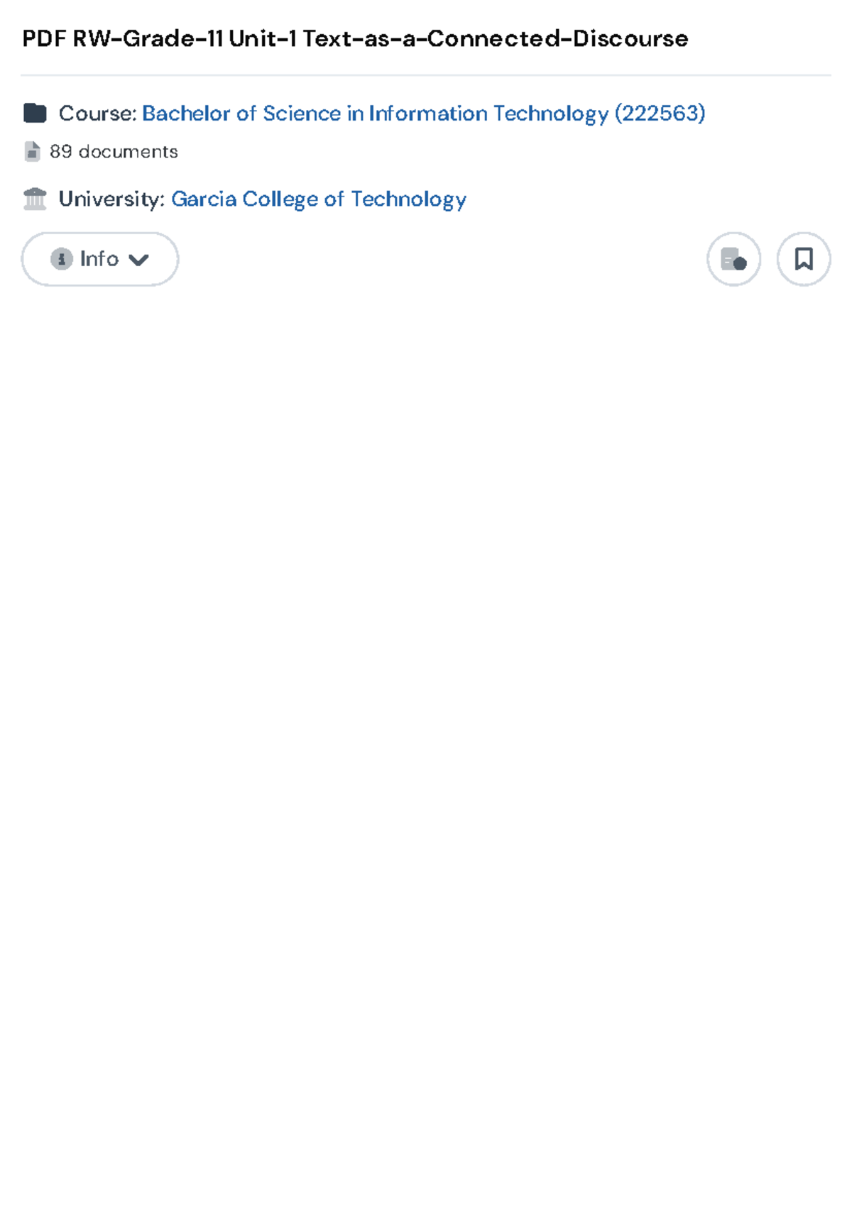 Grade 11/12 Reading & Writing Skills: Unit 1 - Text Discourse Overview - Studocu