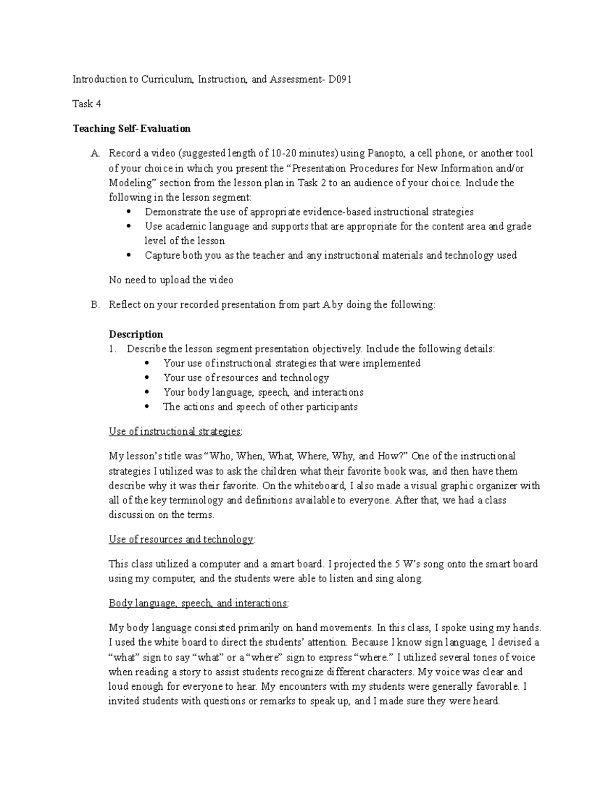 Task 4 - Passed - Introduction to Curriculum, Instruction, and ...