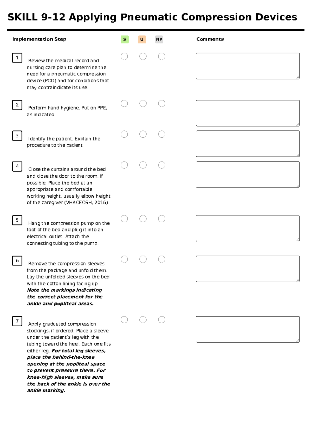 Applying Pneumatic Compression Devices - Skill 9-12 Guide - Studocu