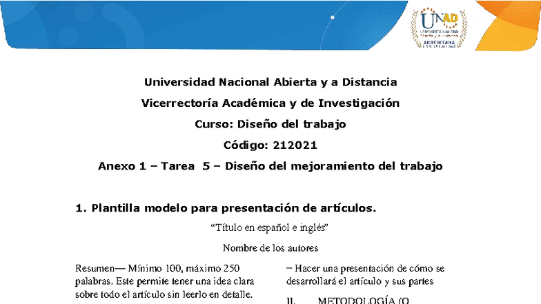 Anexo 1 - Tarea 5: Mejora del Trabajo en Diseño 212021 - Studocu