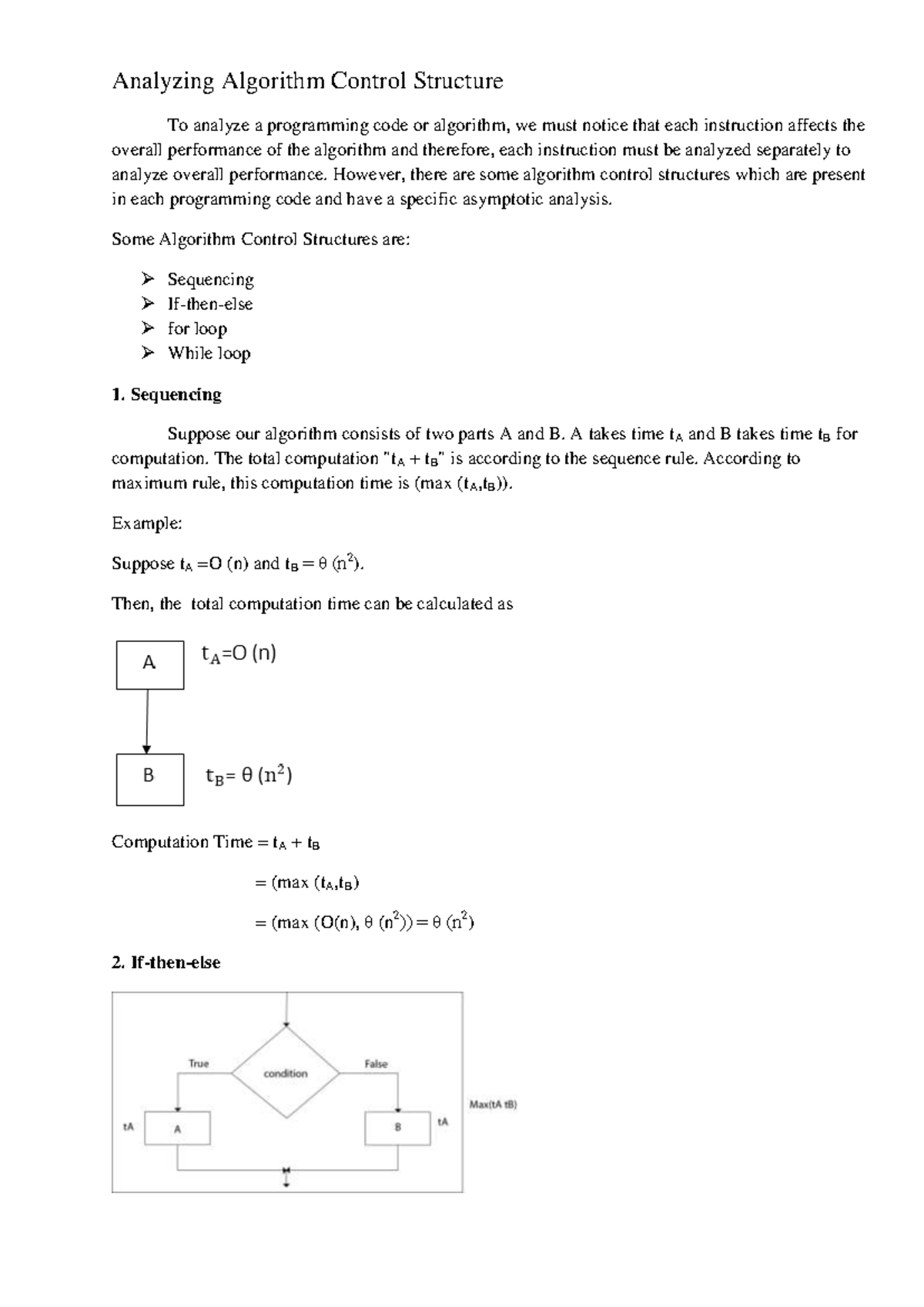 Algorithm Analysis: Control Structures and Recurrence Relations - Studocu