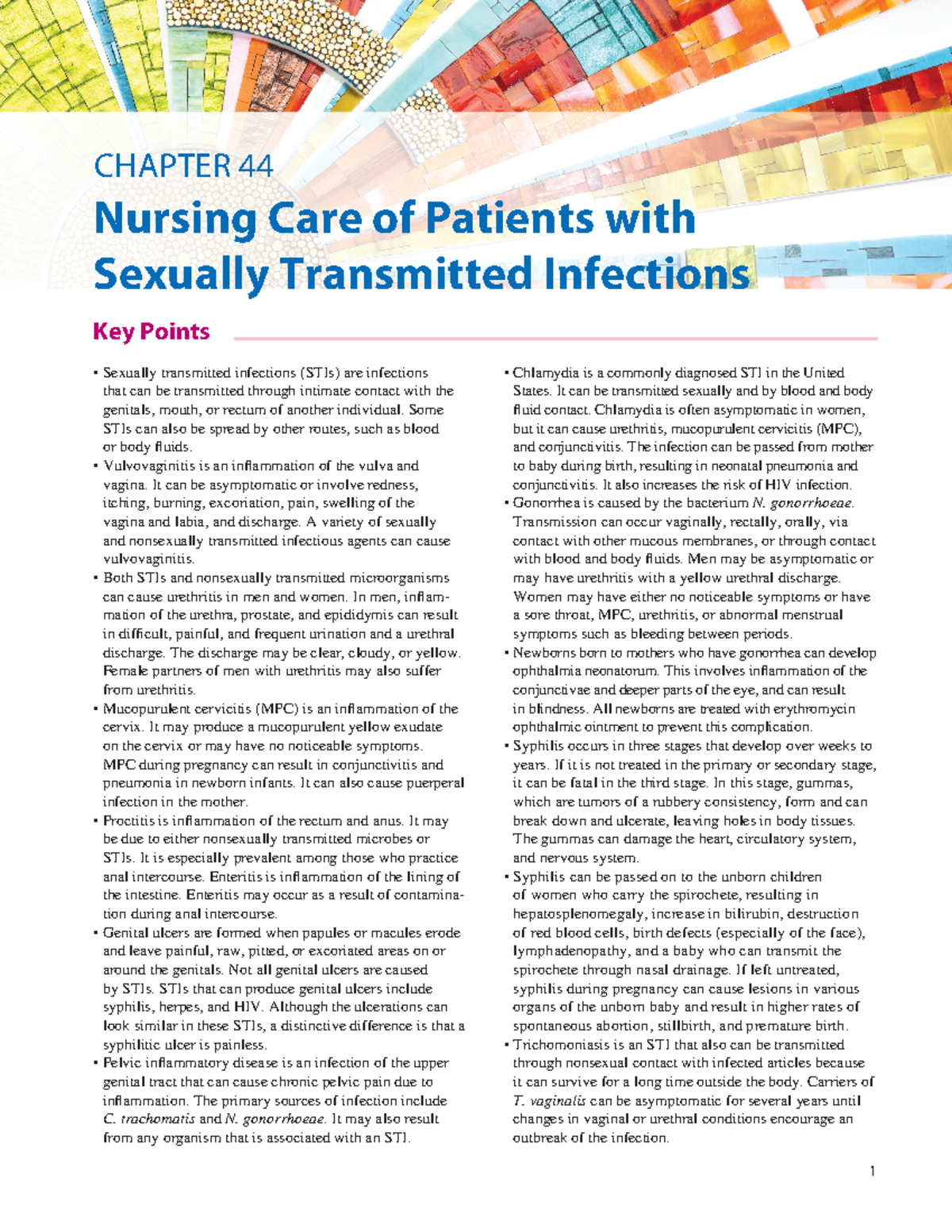 Ch 44 Key Points - Nursing care of patients with sexually transmitted ...