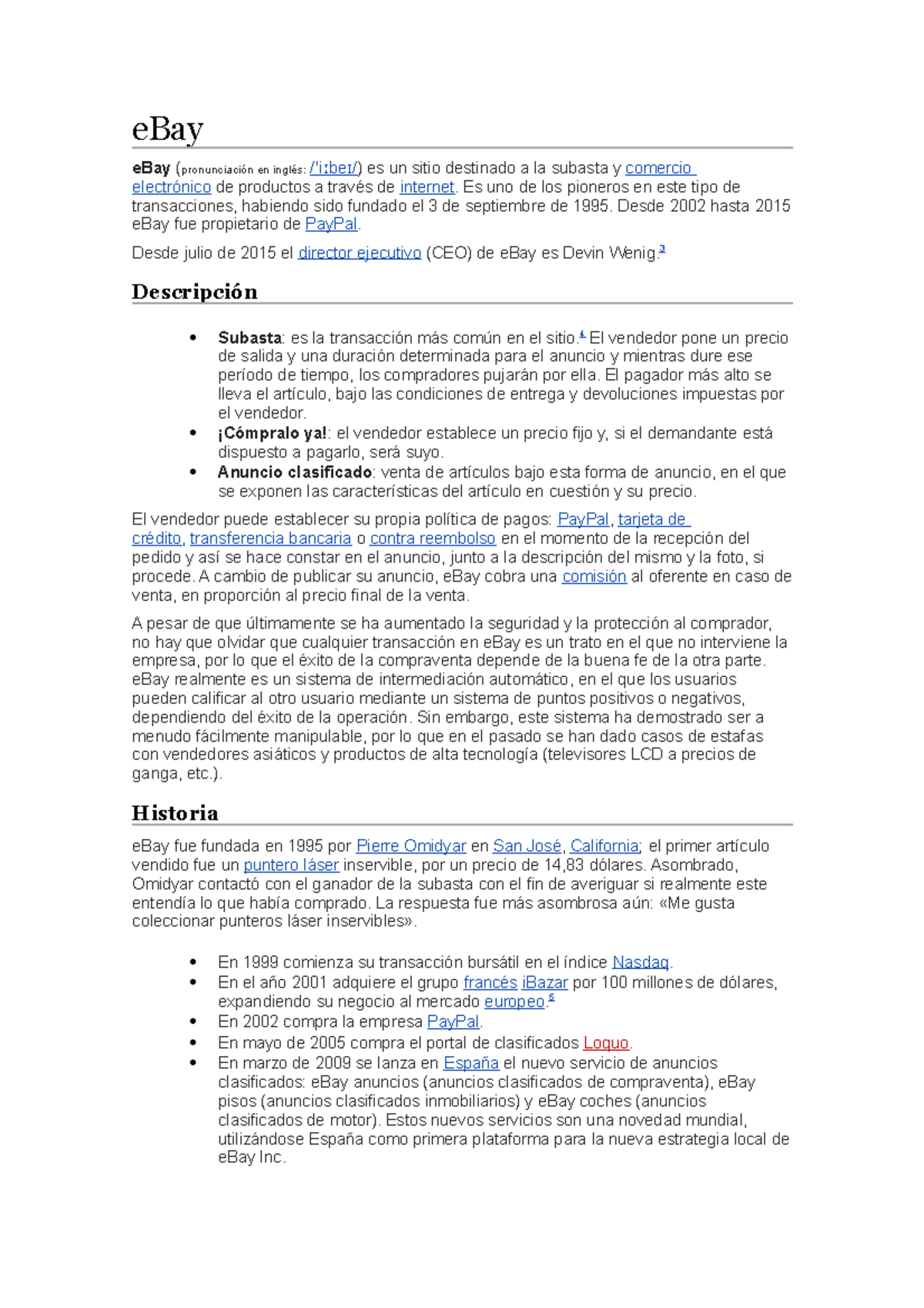 Resumen de eBay: Historia, Descripción y Críticas del Sitio (EBAY-001 ...