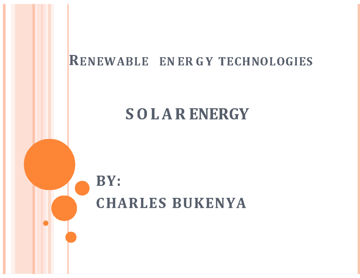 Solar Energy Technologies: An Overview of PV Systems and Radiation ...