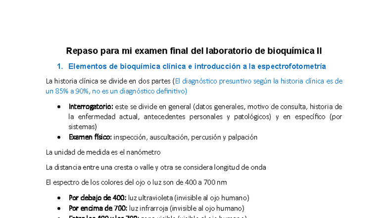 Repaso para el Examen Final de Bioquímica II: Laboratorio y Teoría ...