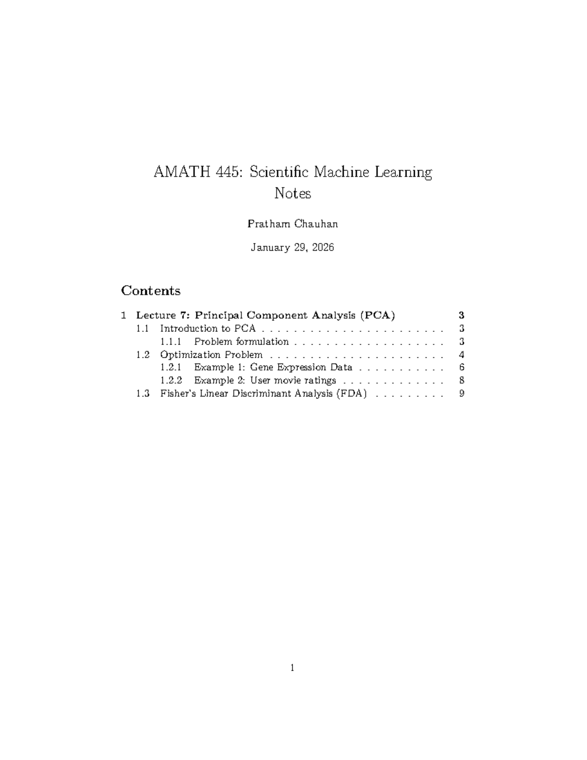 AMATH 445: Lecture 7 - PCA & FDA Notes - Studocu