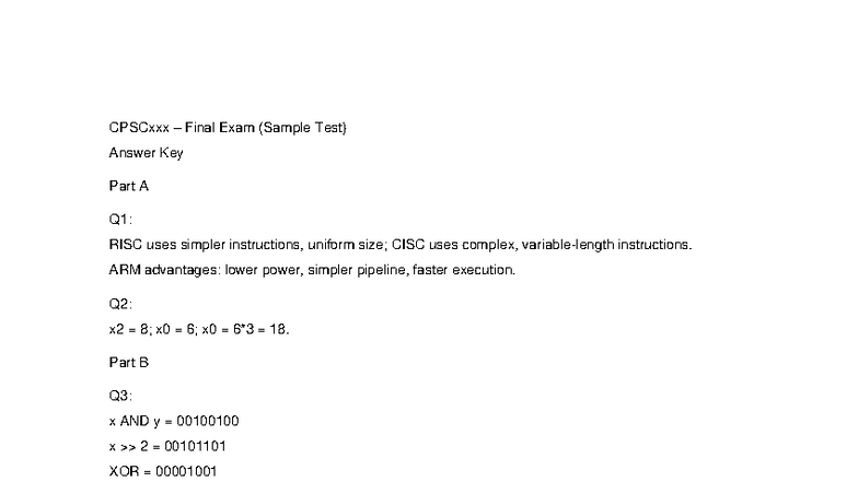 Final Exam (CS101) Answer Key: Practice Test Overview - Studocu