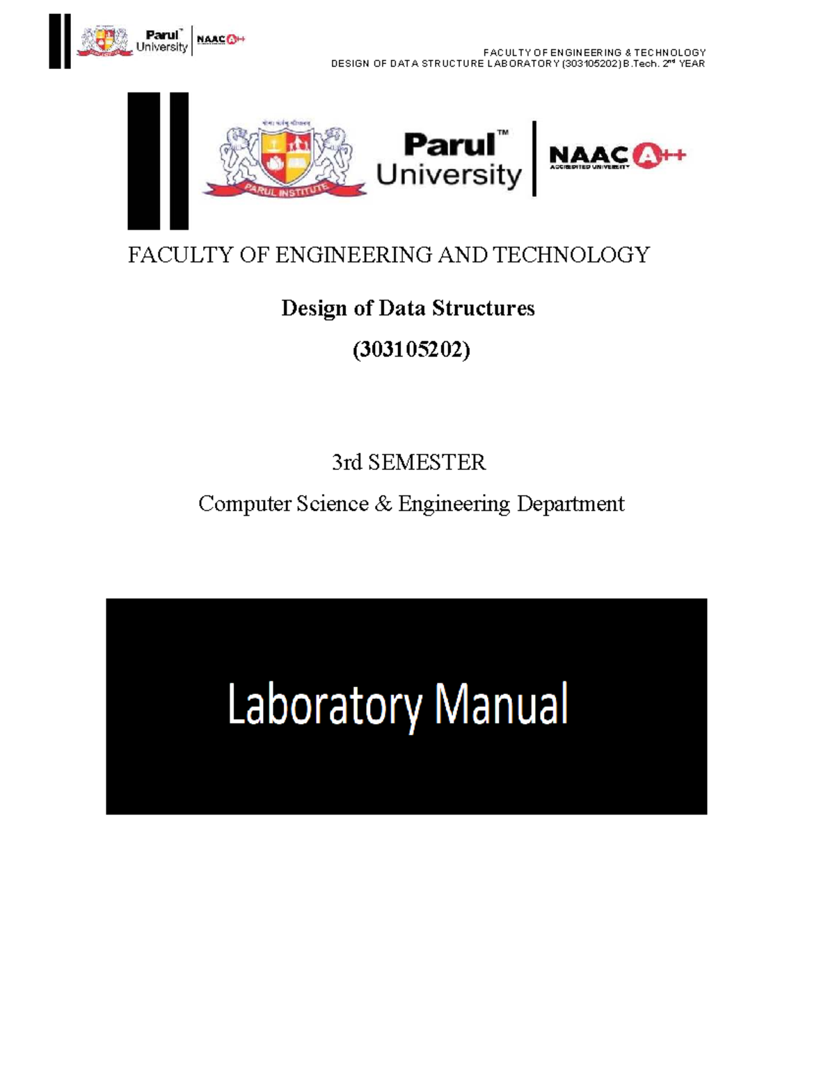 Design of Data Structure Lab Manual (303105202) - B.Tech 2nd Year - Studocu