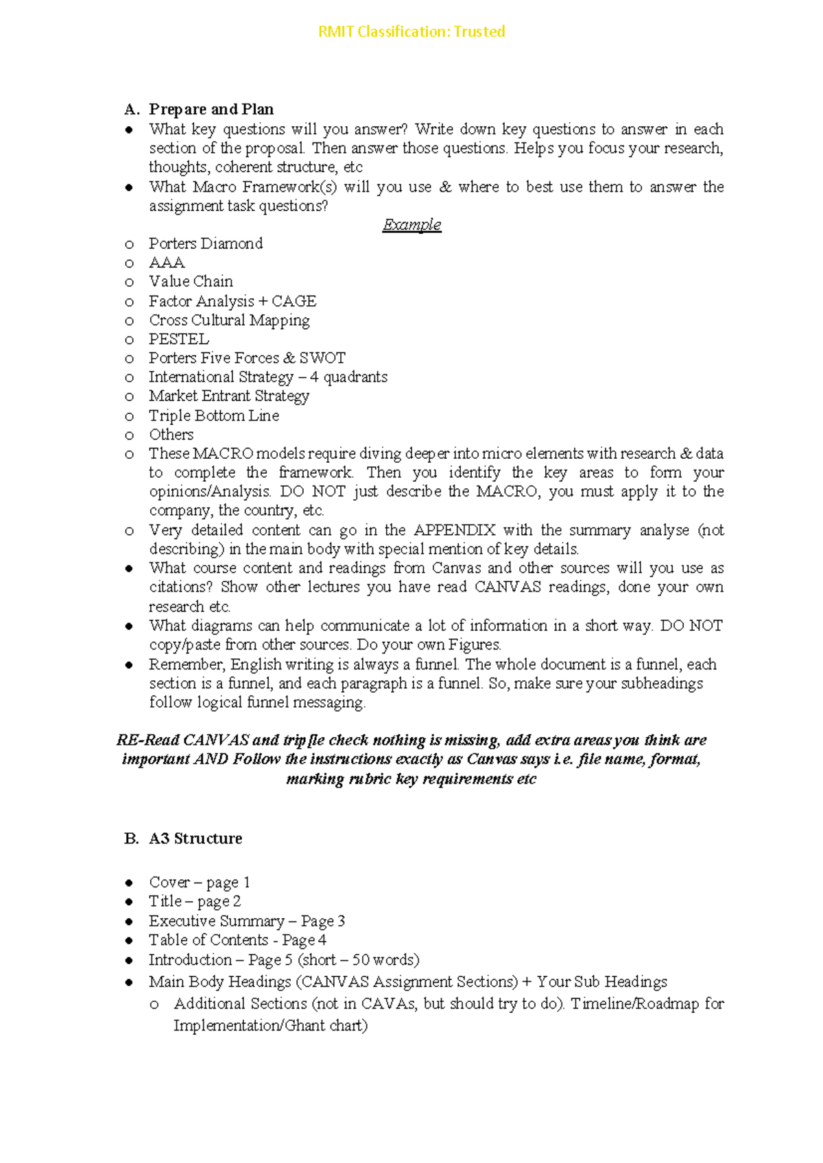 RMIT Classification: Trusted A3 Structure & Content Guide for Proposal ...
