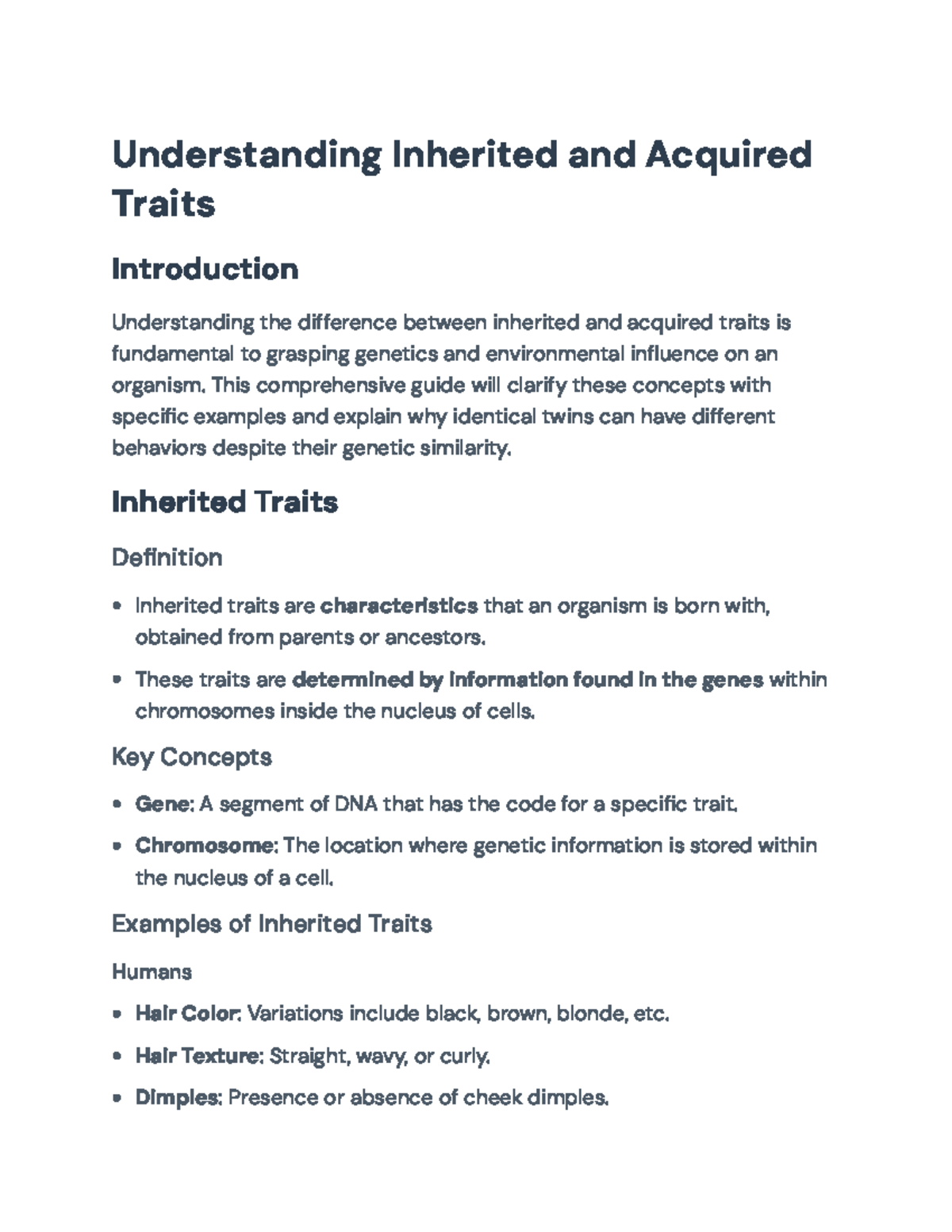 Understanding Inherited vs. Acquired Traits in Genetics - Understanding ...