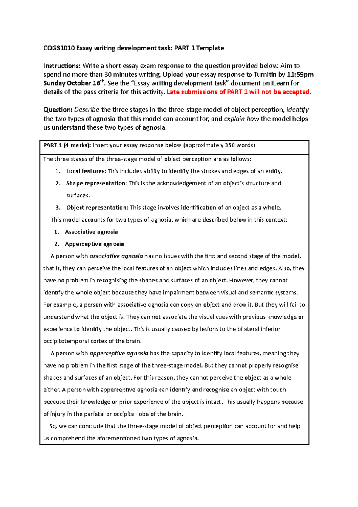 Cogs1010 - Essay part 1 assignment - COGS1010 Essay writing development ...