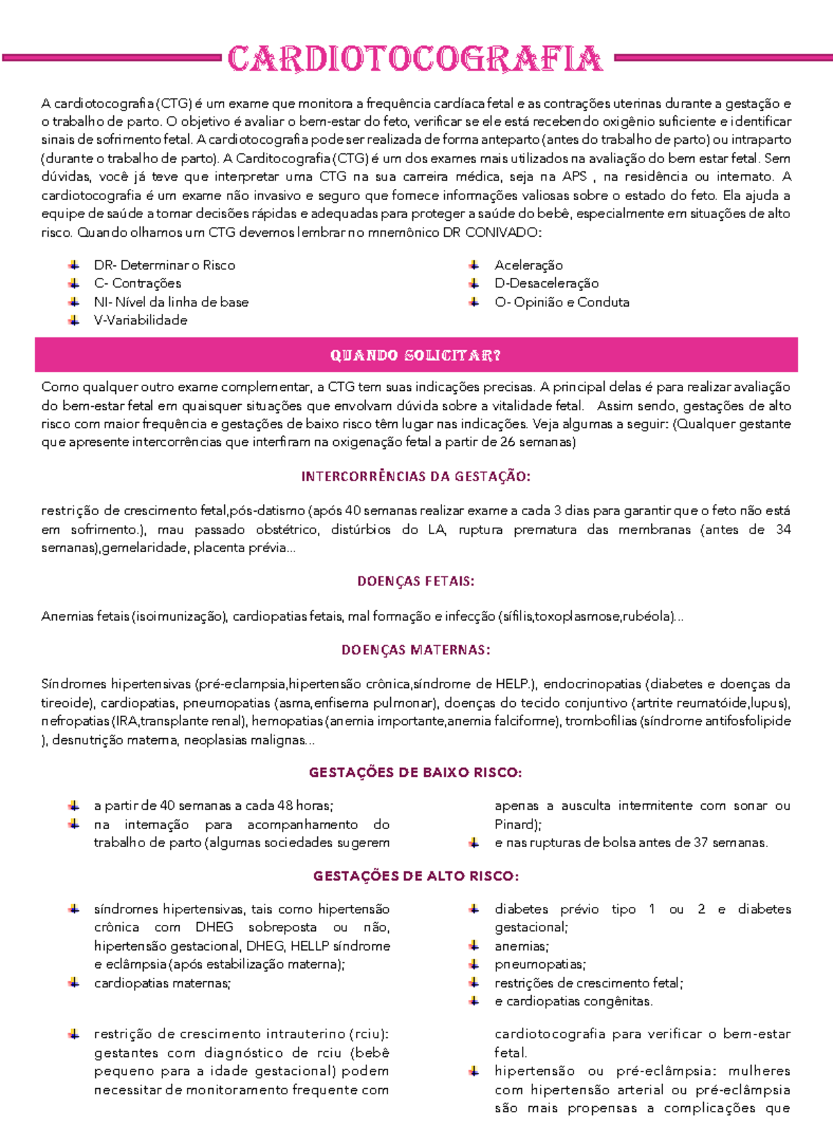 Cardiotocografia: Resumo e Interpretação do Exame CTG - Studocu