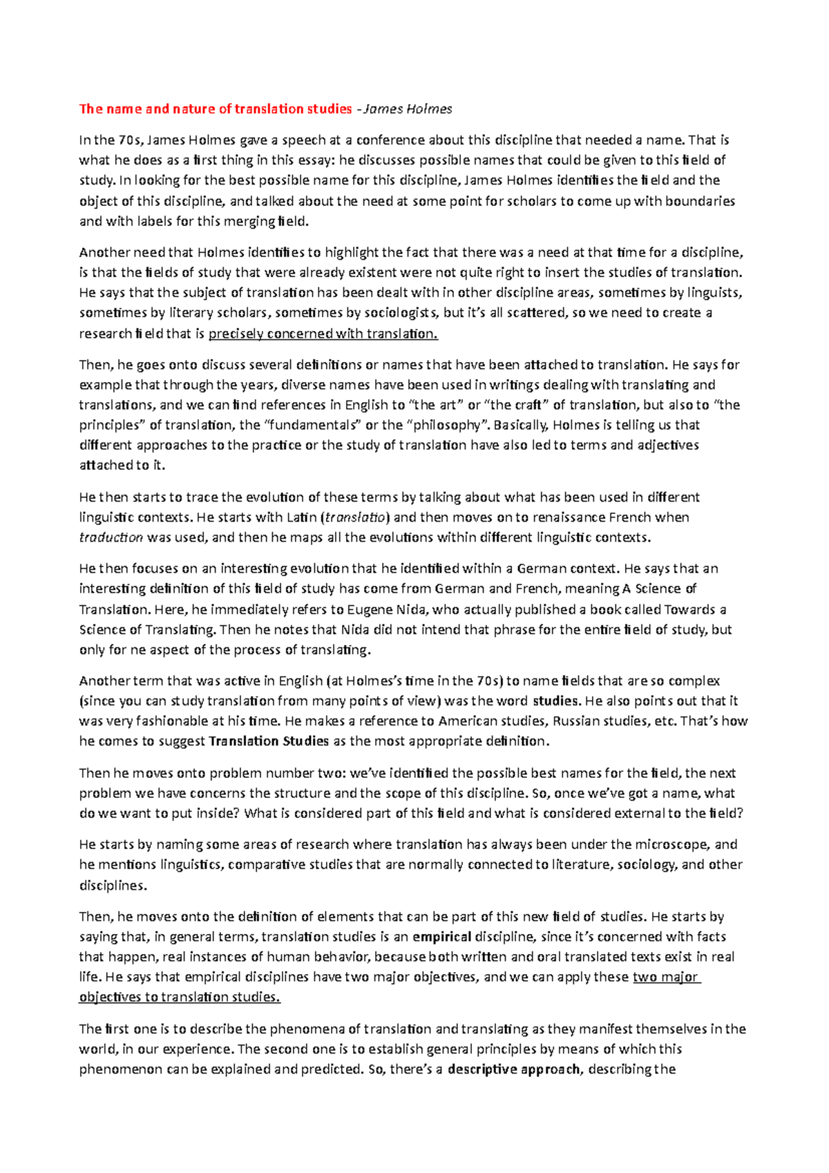 James Holmes' Analysis of Translation Studies: A Comprehensive Summary ...