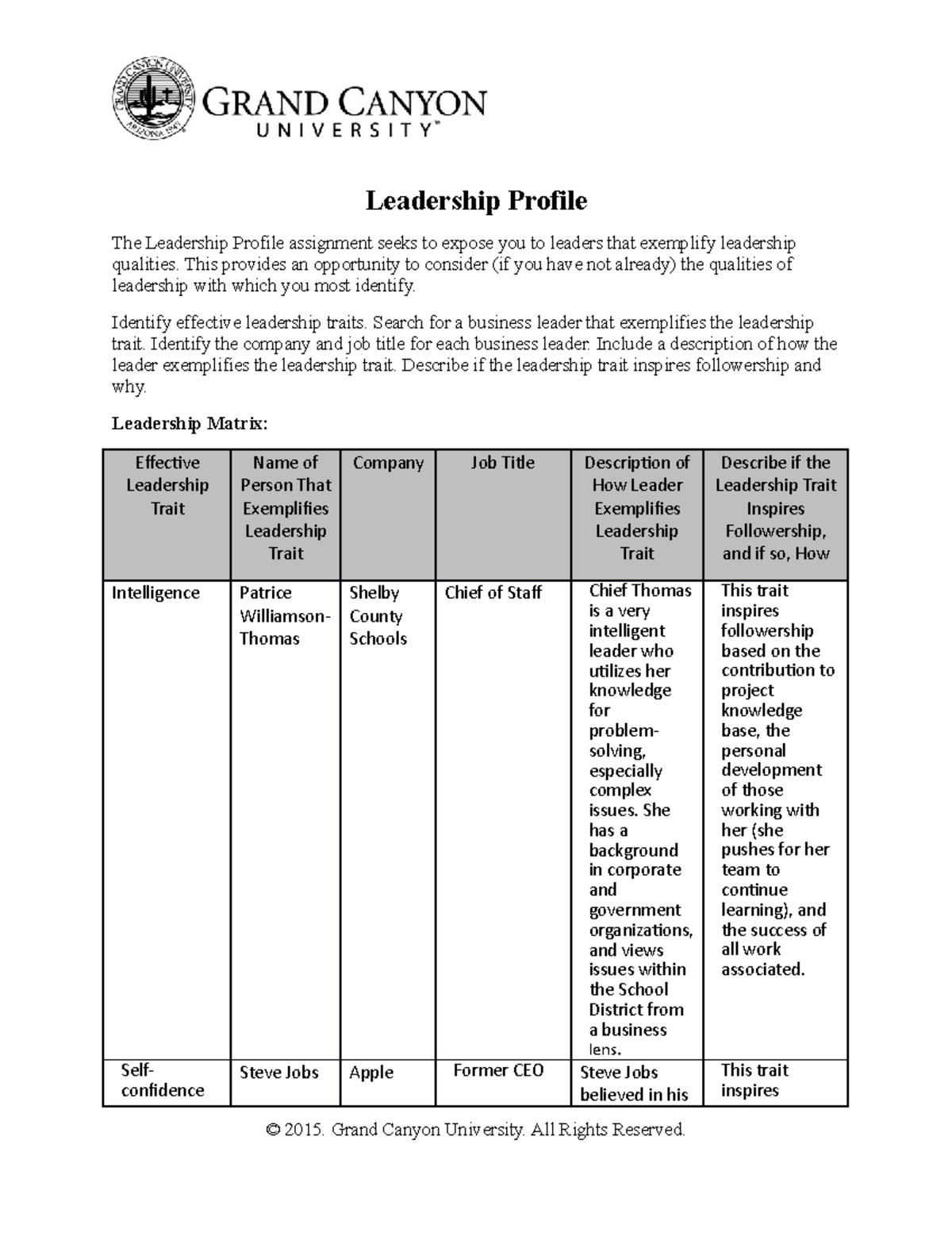 LDR-600-RS-Leadership Profile - Leadership Profile The Leadership ...