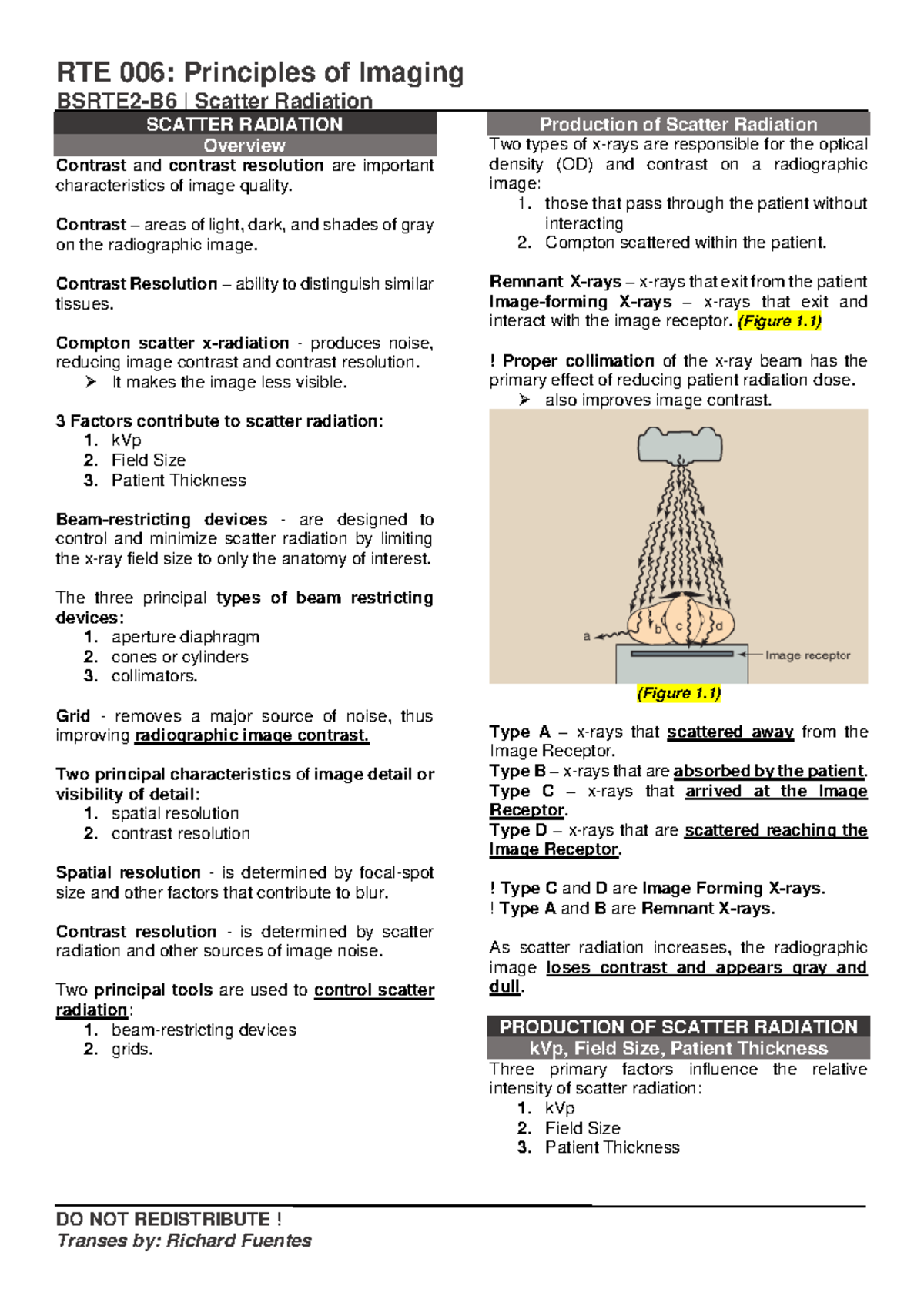 RTE 006: Principles of Imaging - Understanding Scatter Radiation - Studocu