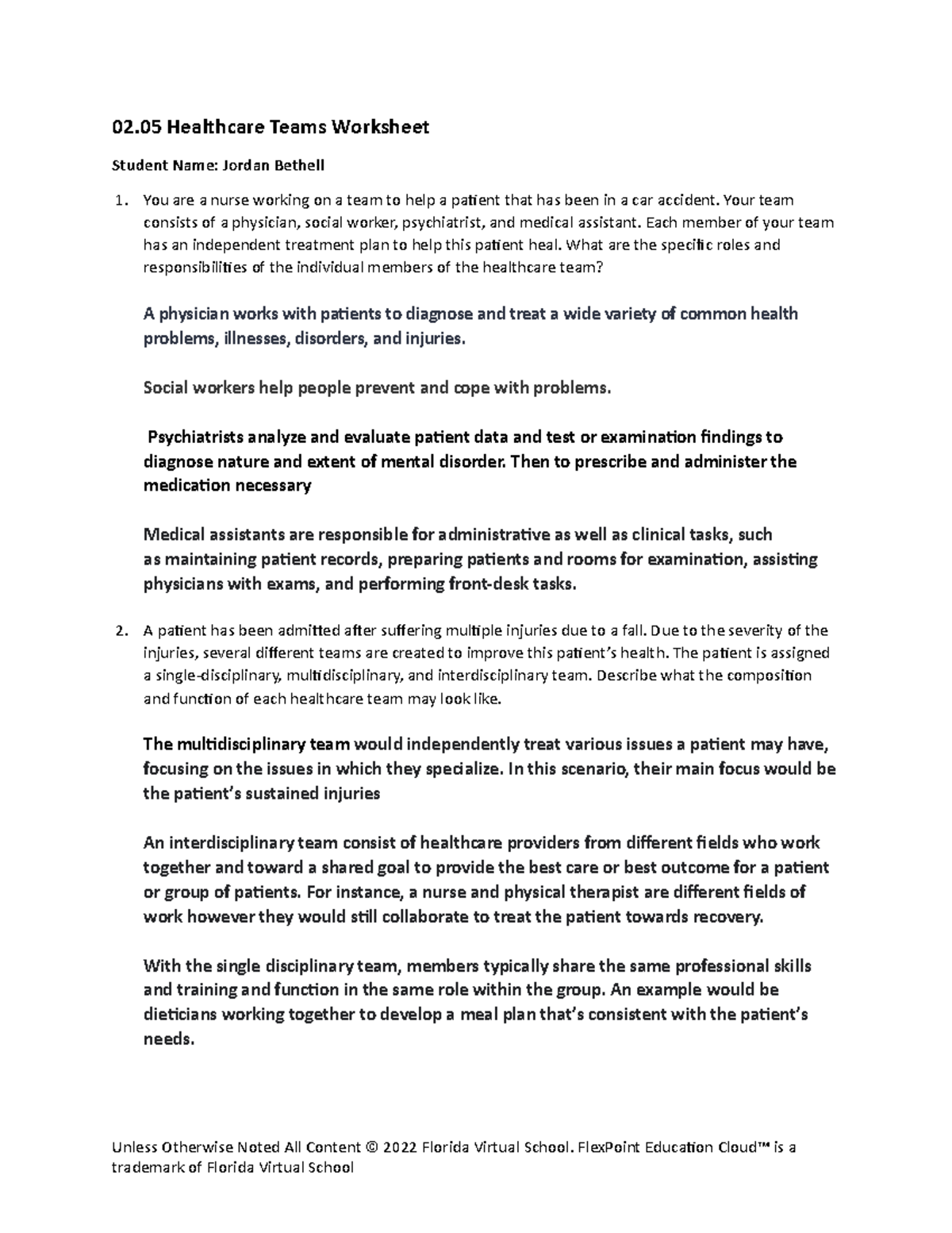 Hsf 02.05 Final Assessment: Understanding Healthcare Teams - Studocu