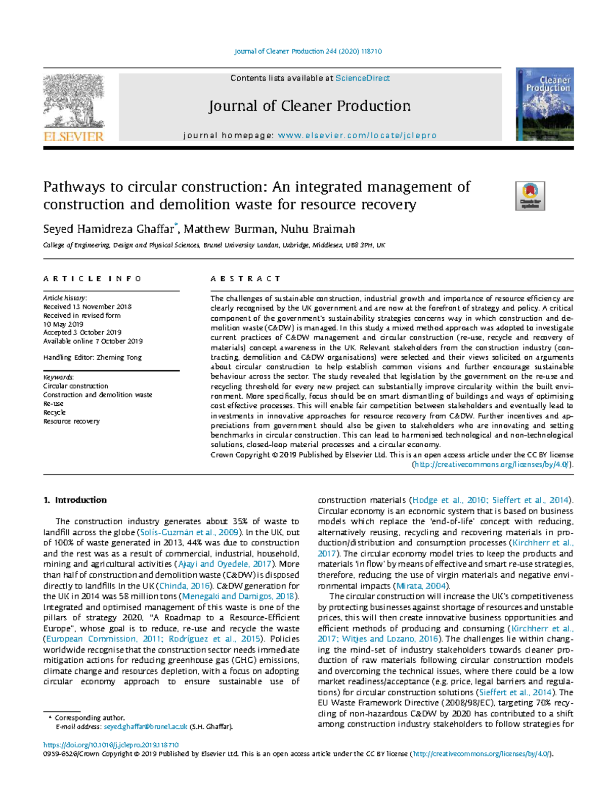 Pathways to Circular Construction: C&D Waste Management Strategies ...