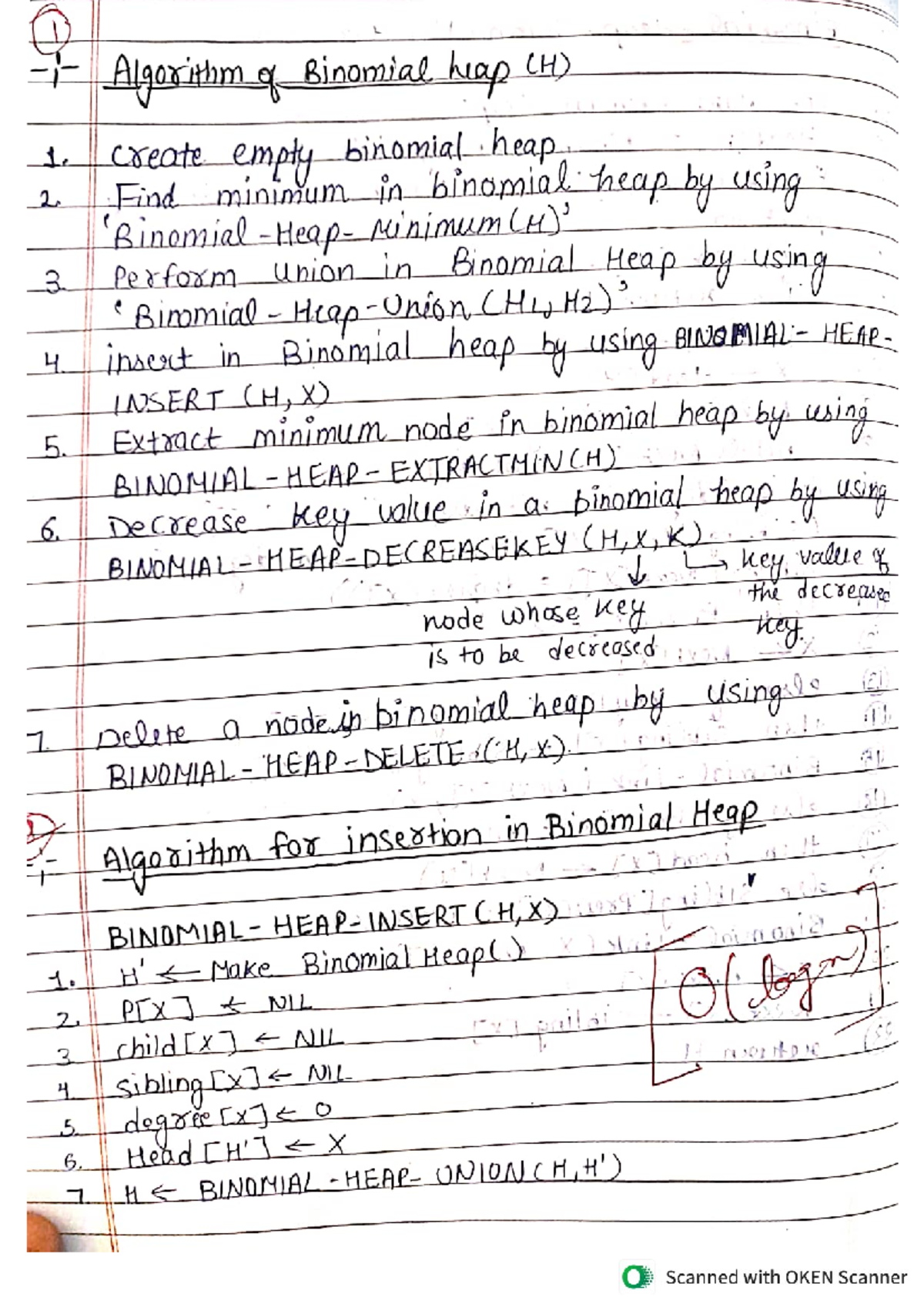 Binomial Heap Algorithm (CS101) - Key Operations Explained - Studocu