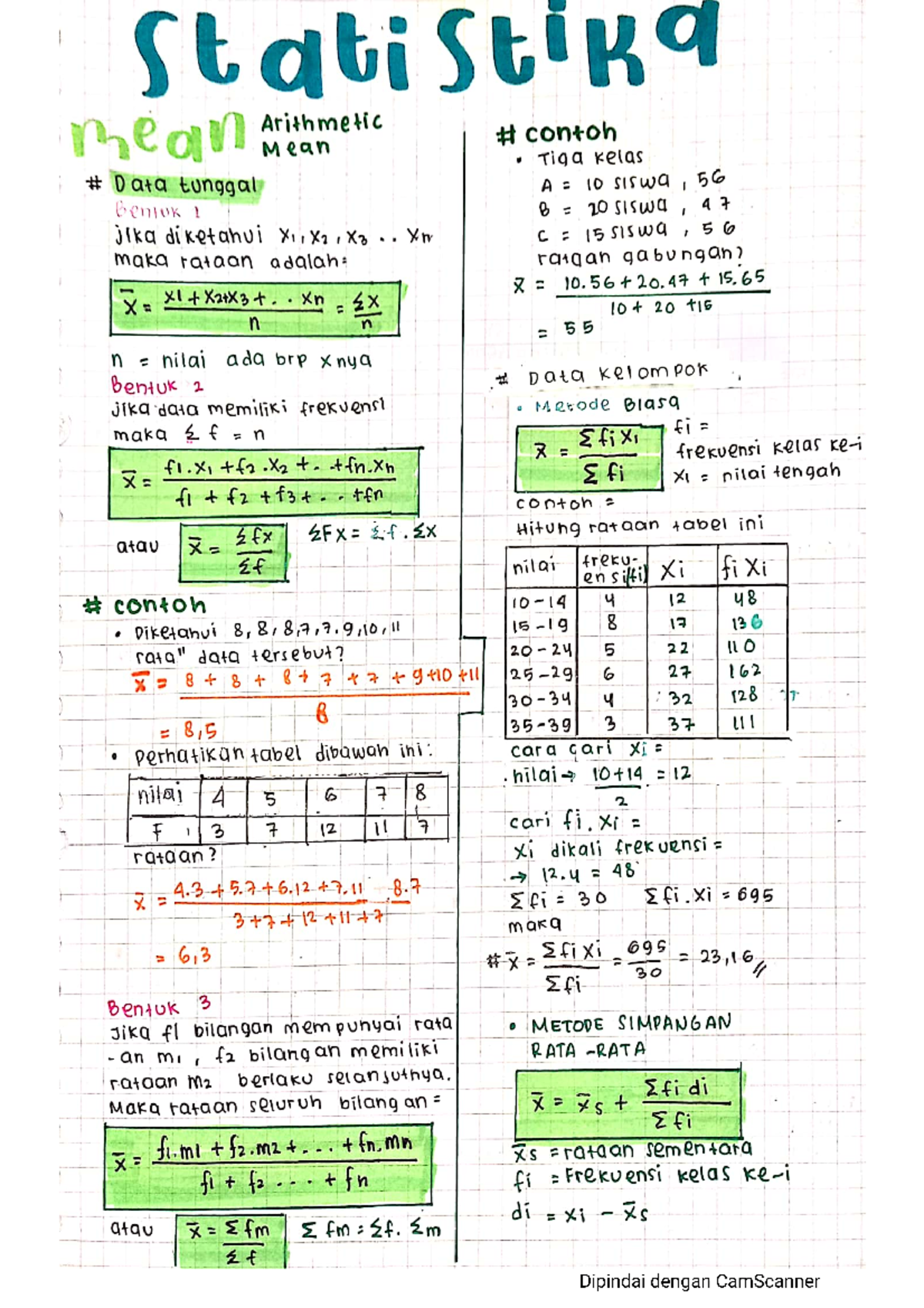 Catatan statistika kls 12 - Matematika - Studocu