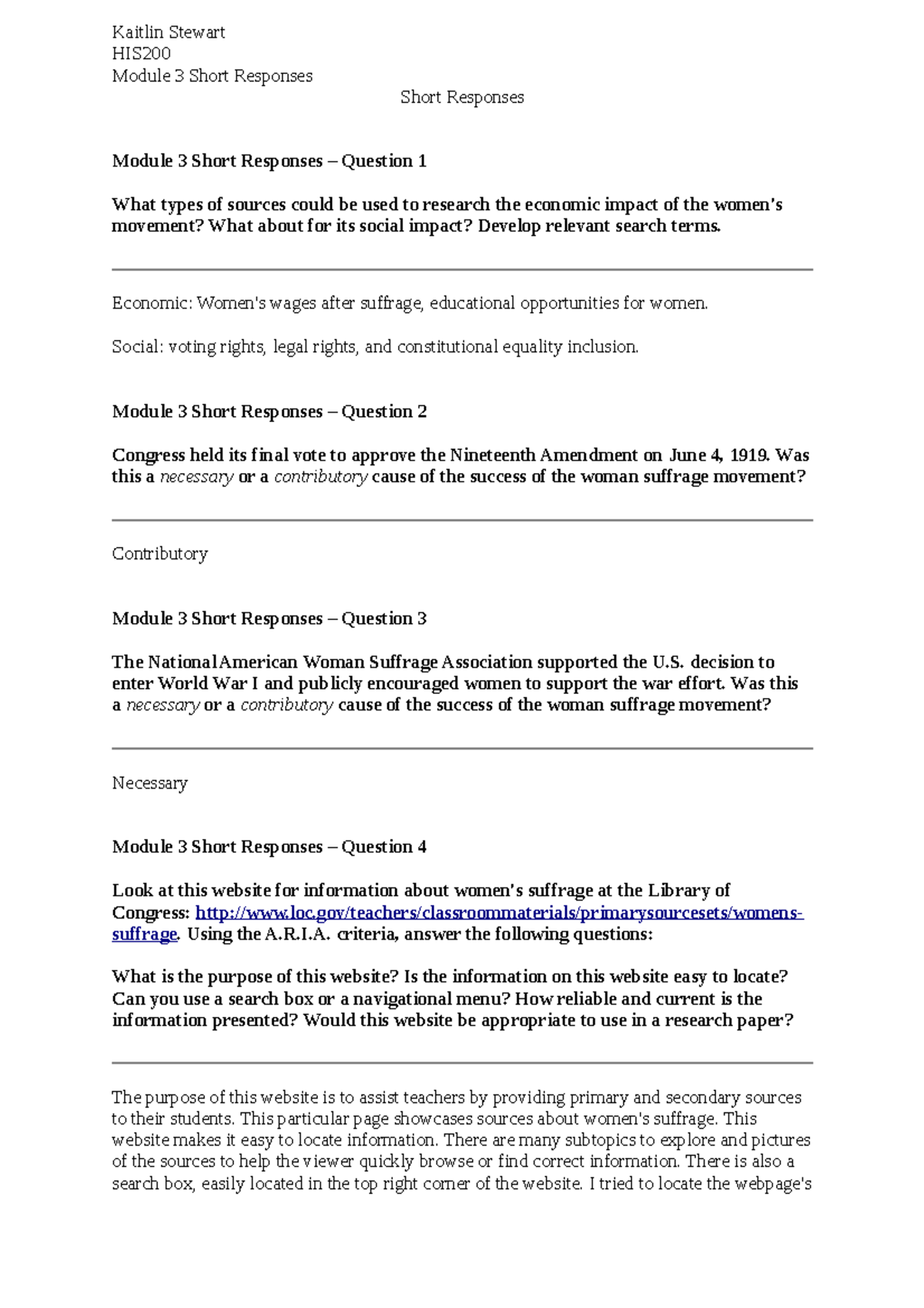 Applied History HIS200 - Module 3 Short Responses - HIS Module 3 Short ...