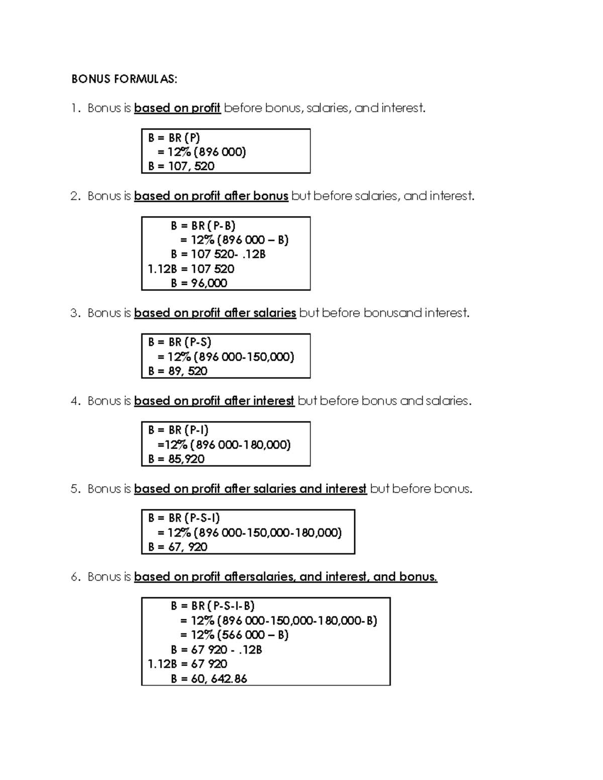 Bonus Calculation Methods: A Summary of Formulas for Profit Analysis ...