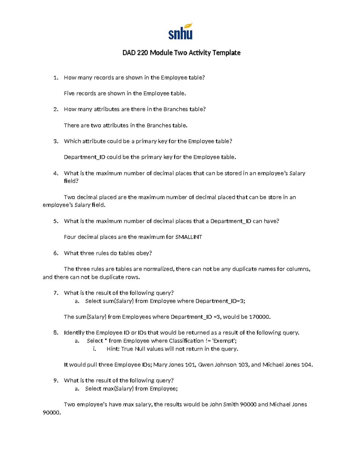 DAD 220 Module 3 Lab: Table Joins and Data Management Techniques - Studocu