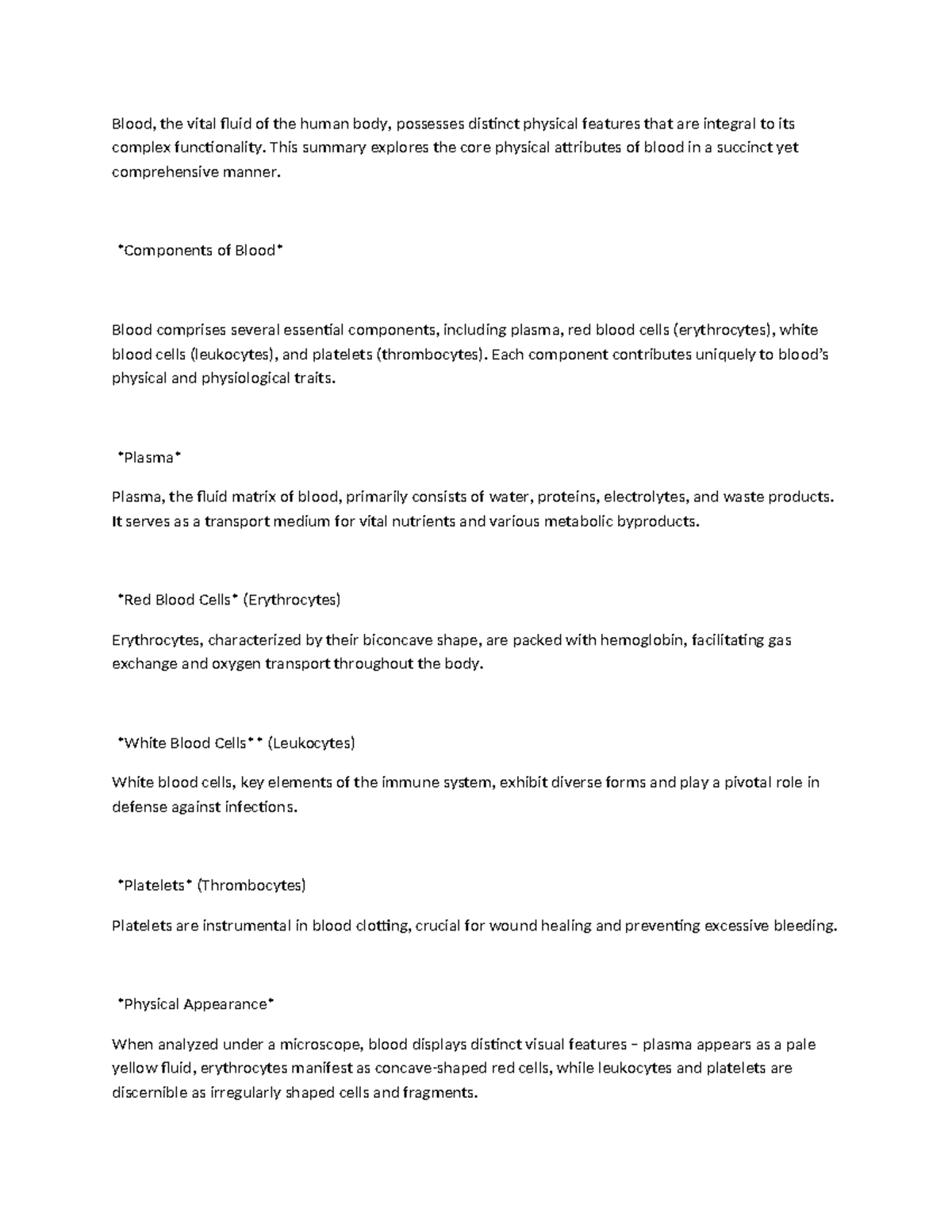 Blood: Essential Components and Physical Features (WPS Office 001 ...